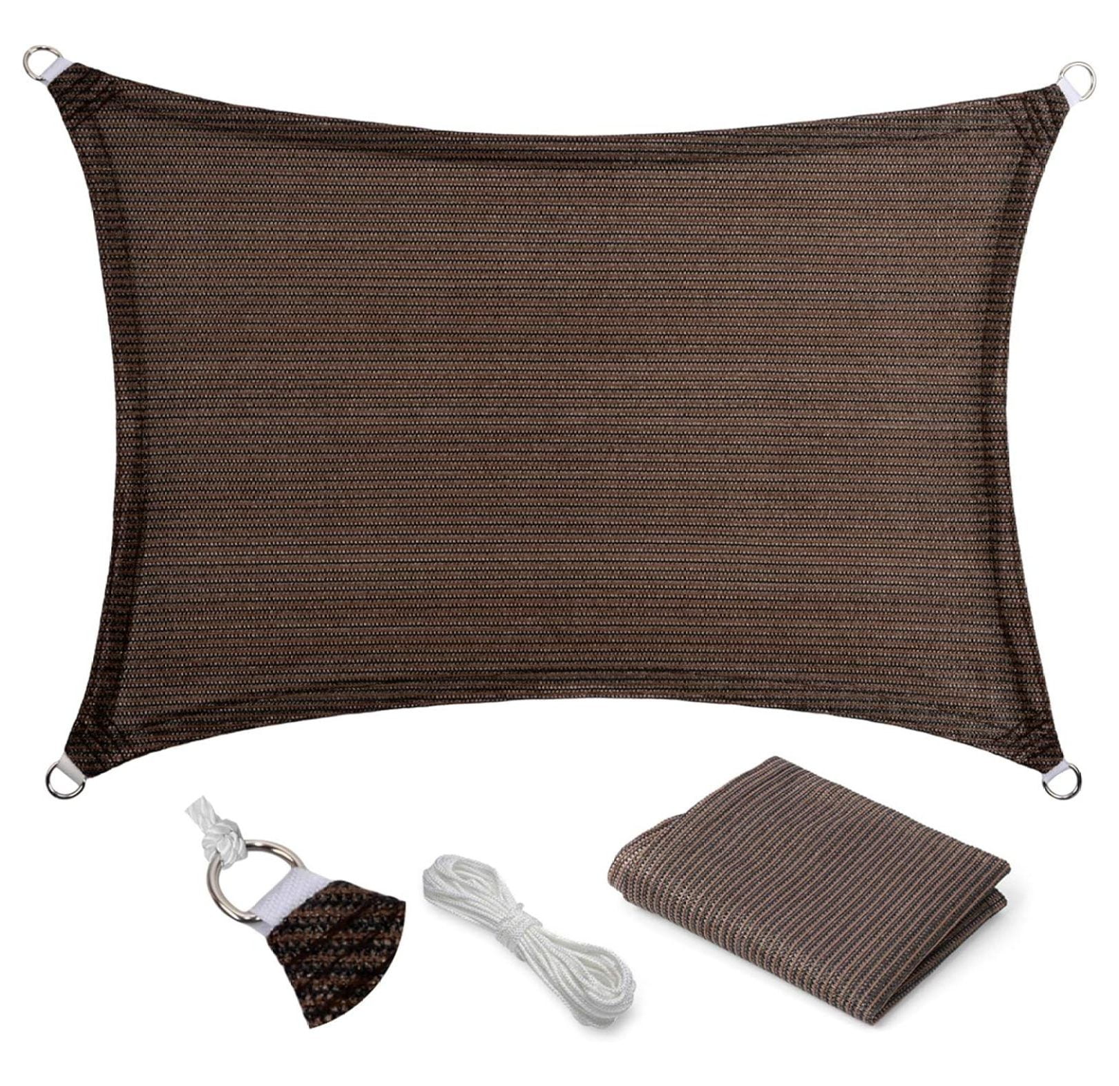 Rectangle 12' X 22' Brown Sun Shade Sail UV-Blocking Fabric Outdoor ...