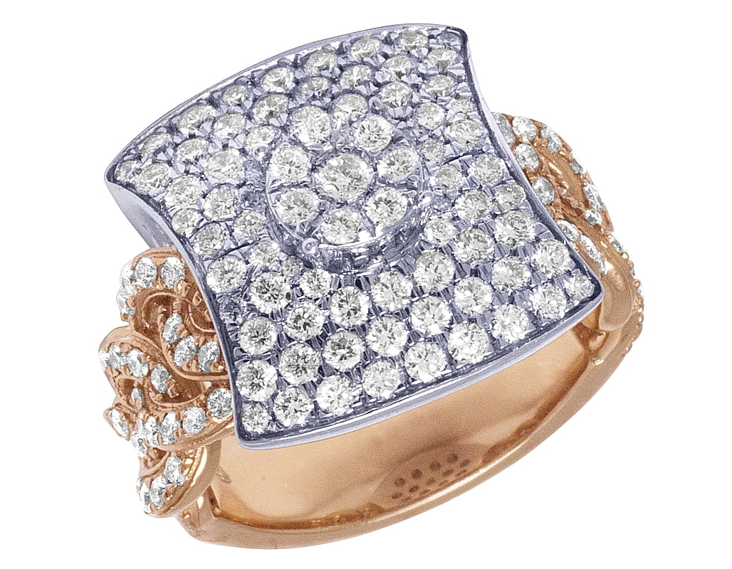 Rectangle 3.25CT Diamond Pinky Ring 10K Rose-White Gold - Walmart.com