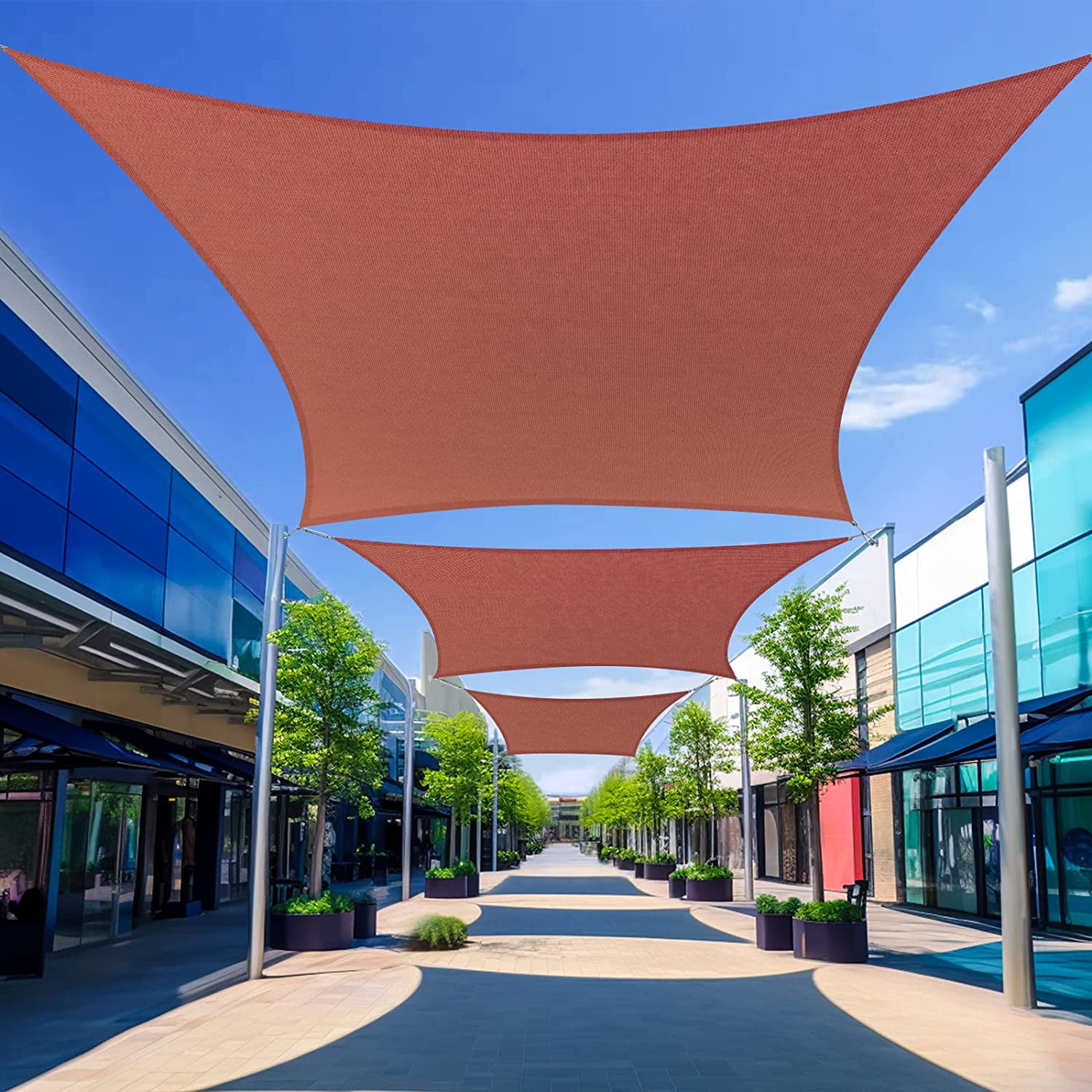 Rectangle 5'X7' Sun Shade Sail, Rust Red 185GSM HDPE 95% UV Block ...