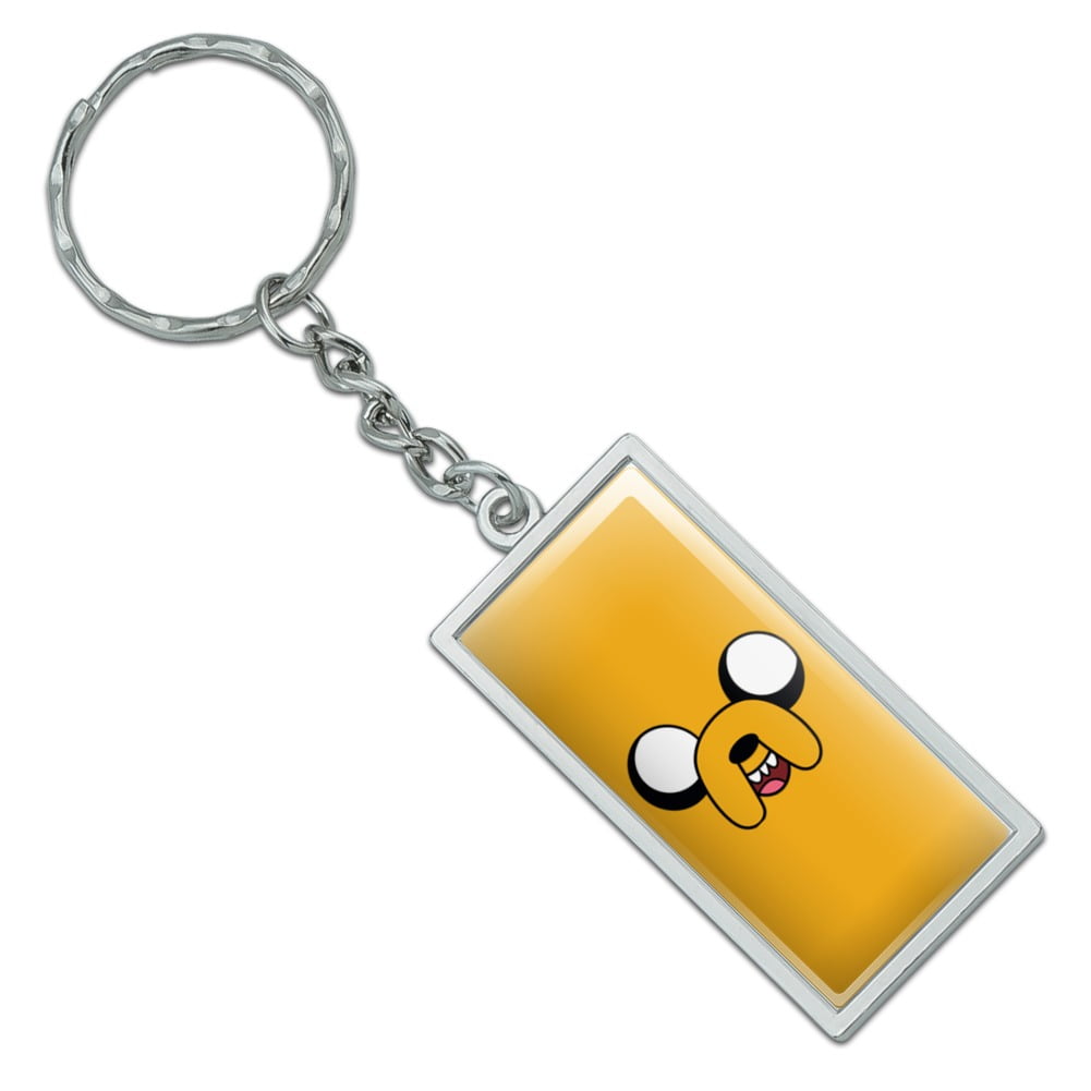 Rectangle Adventure Time Jake Head Keychain in Chrome Plated Metal ...