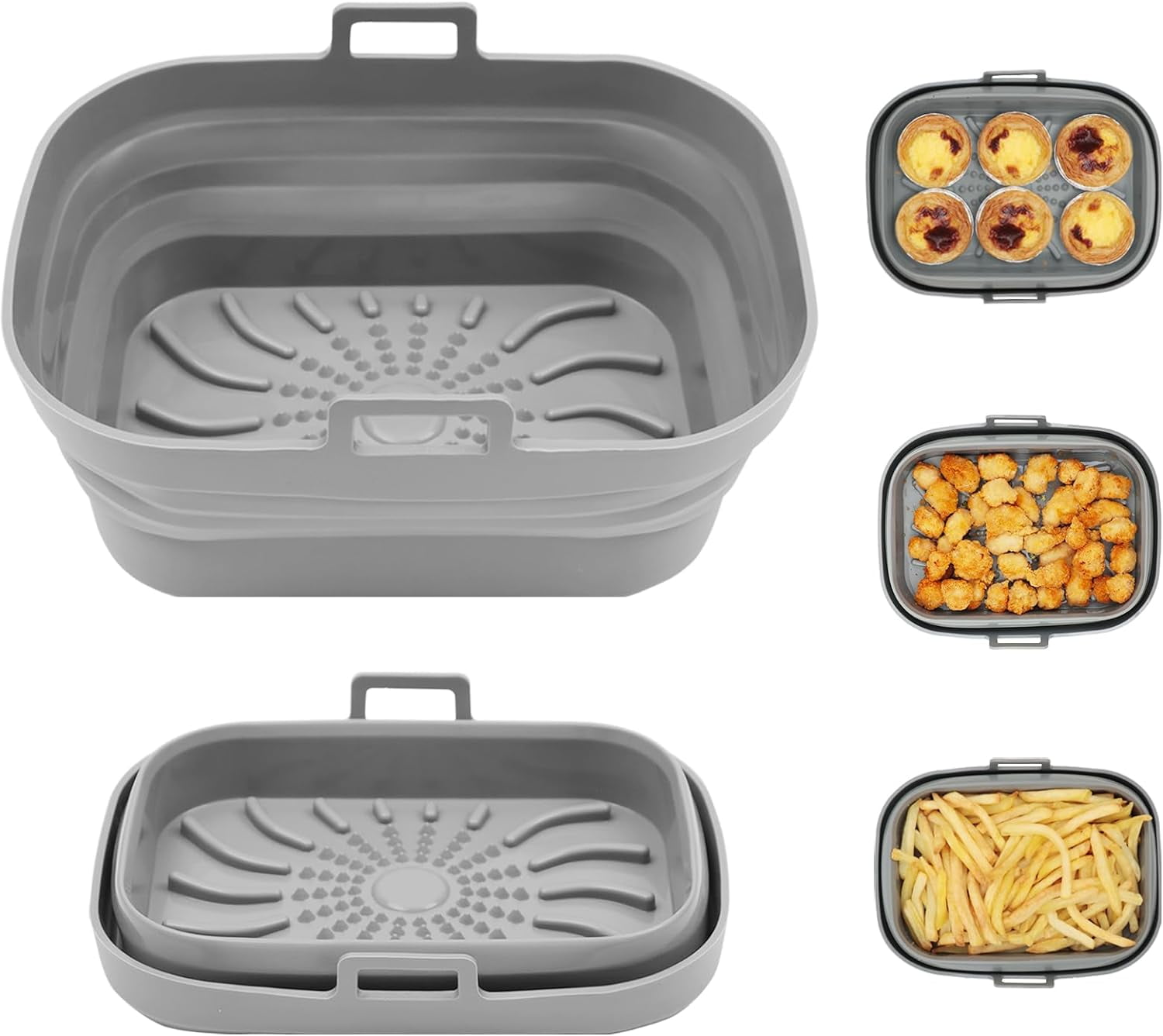 Rectangle Air Fryer Liner, Reusable Silicone Round Air Fryer Pot,Non ...