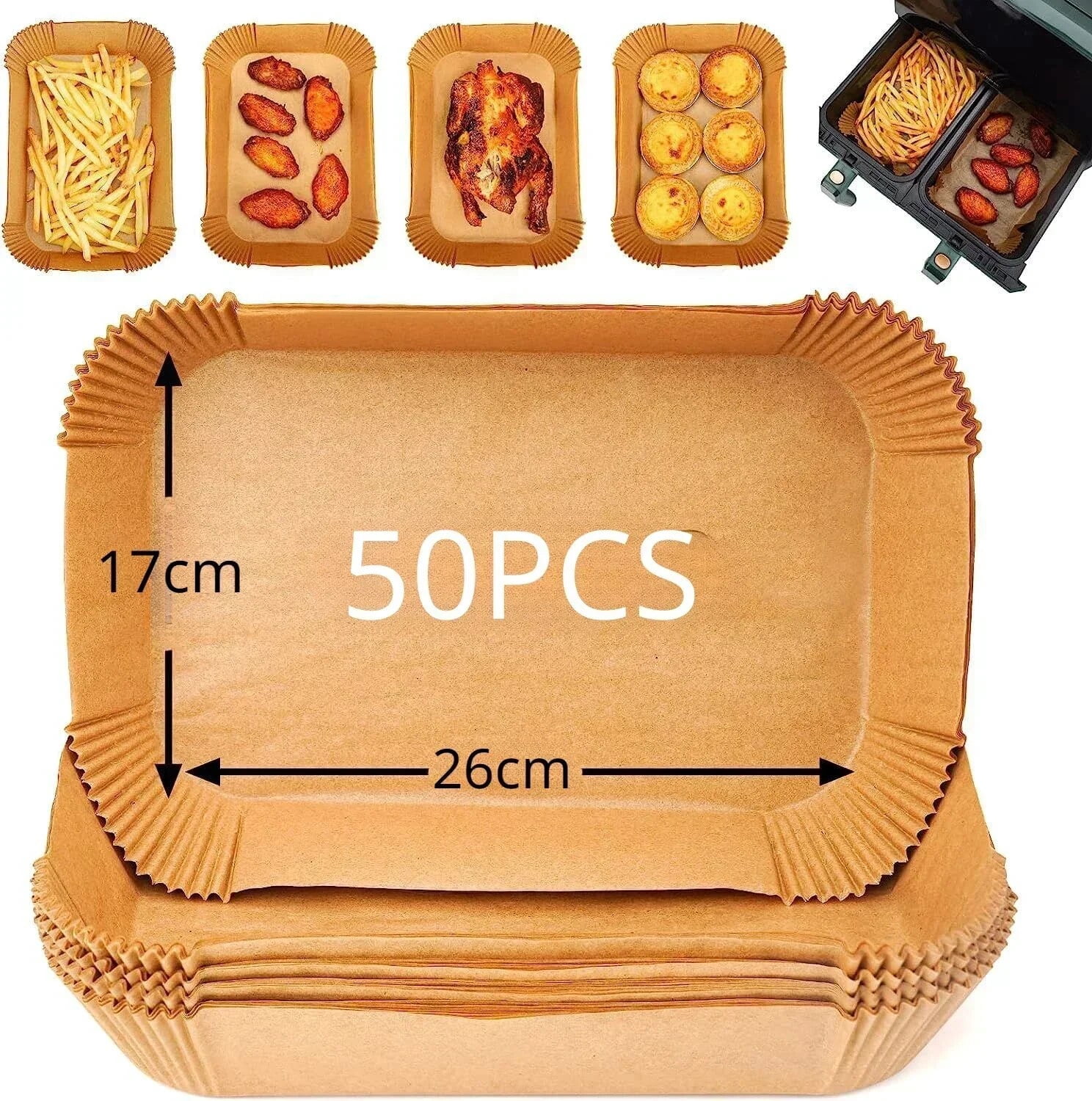 Rectangle Air Fryer Liners Oil Proof Silicone Paper Tray for Microwave ...
