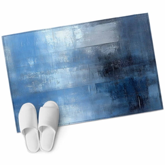 Rectangle Area Rug 2x3ft, Gradient Blue Grey Oil Painting Non-Slip Non ...