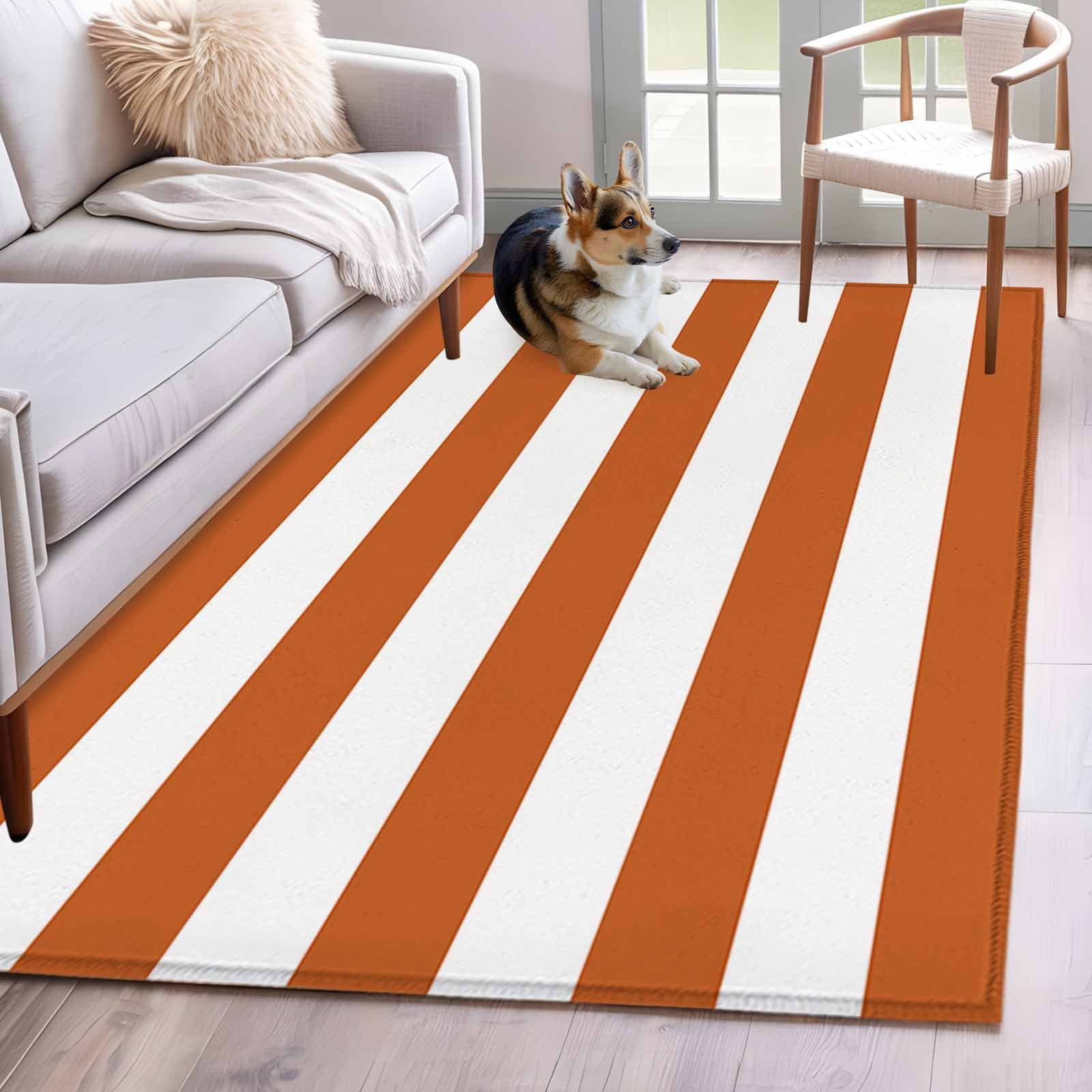 Rectangle Area Rug 4x6ft, Farmhouse Classic Stripes Non-Slip Non ...