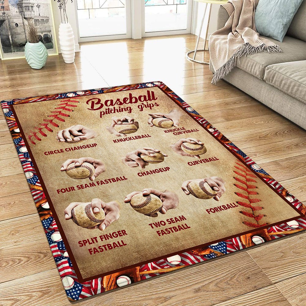 Rectangle Area Rug For Living Room, Bedroom, Baseball Pitching Grips ...