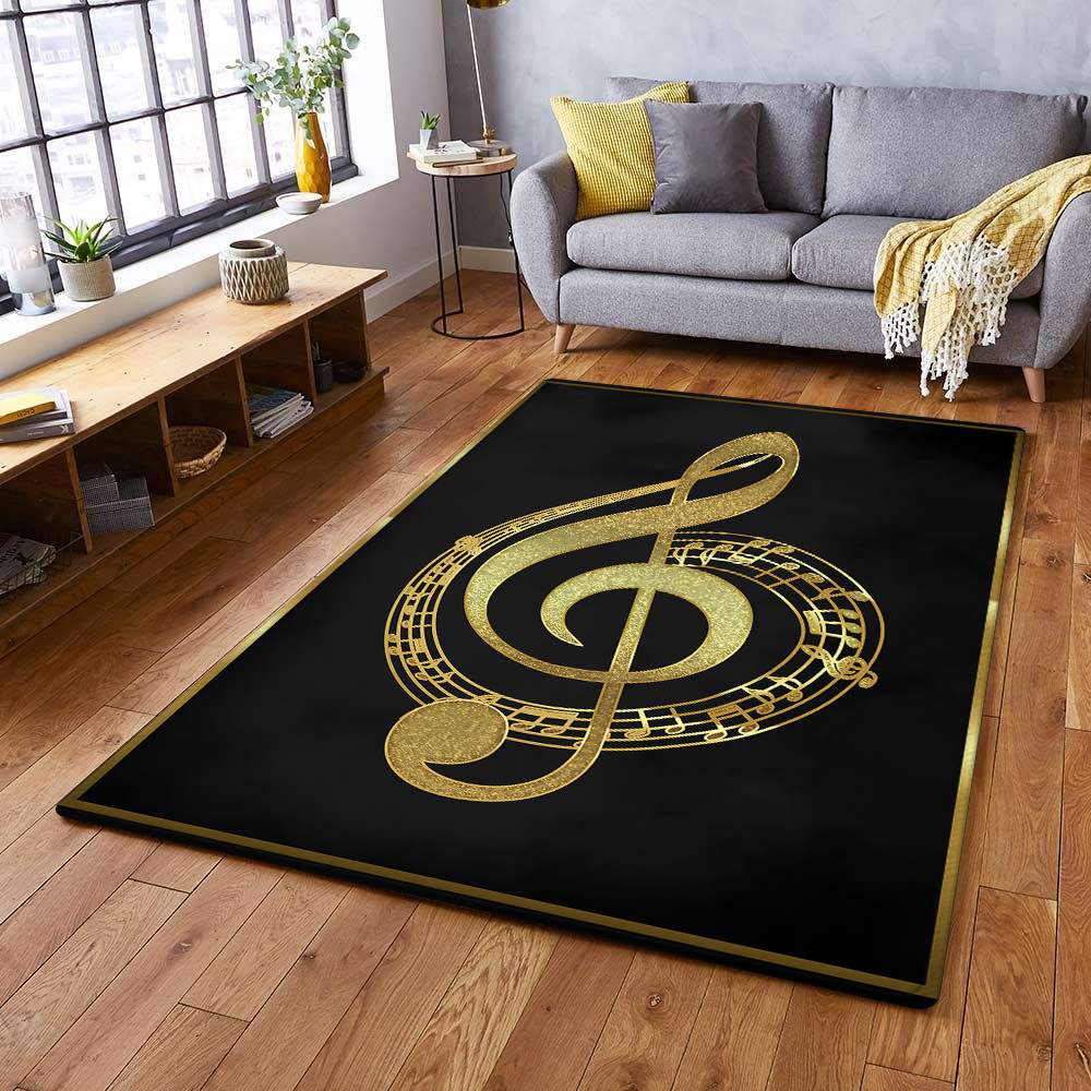 Rectangle Area Rug For Living Room, Bedroom, Clef Musical Note Rug ...