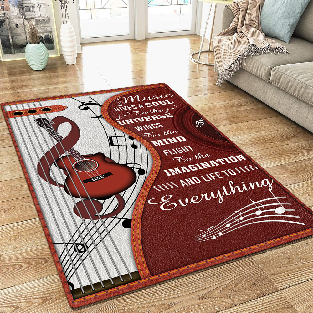 Rectangle Area Rug For Living Room, Bedroom, Guitar Rug Music Gives ...