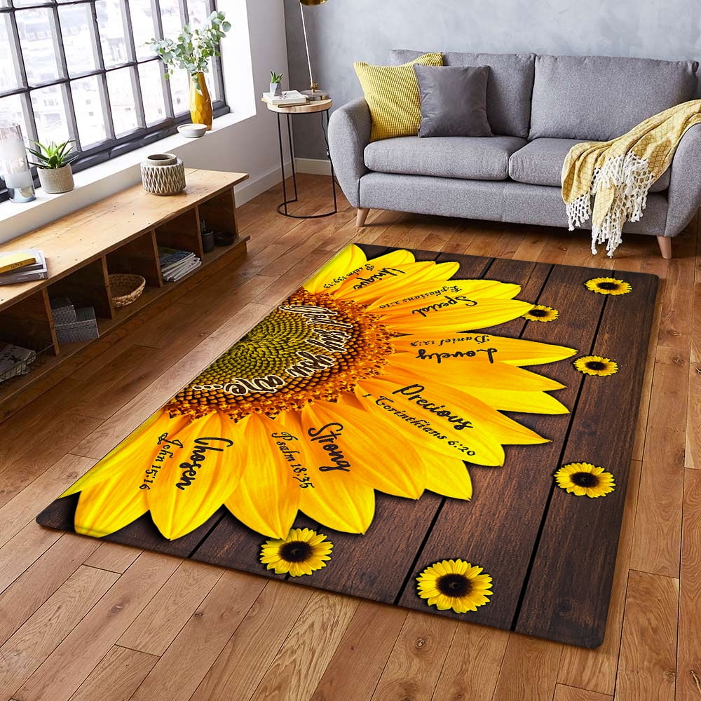 Flagwix Sunflower Area Rug - Perfect For Living Room, Bedroom, Kitchen ...
