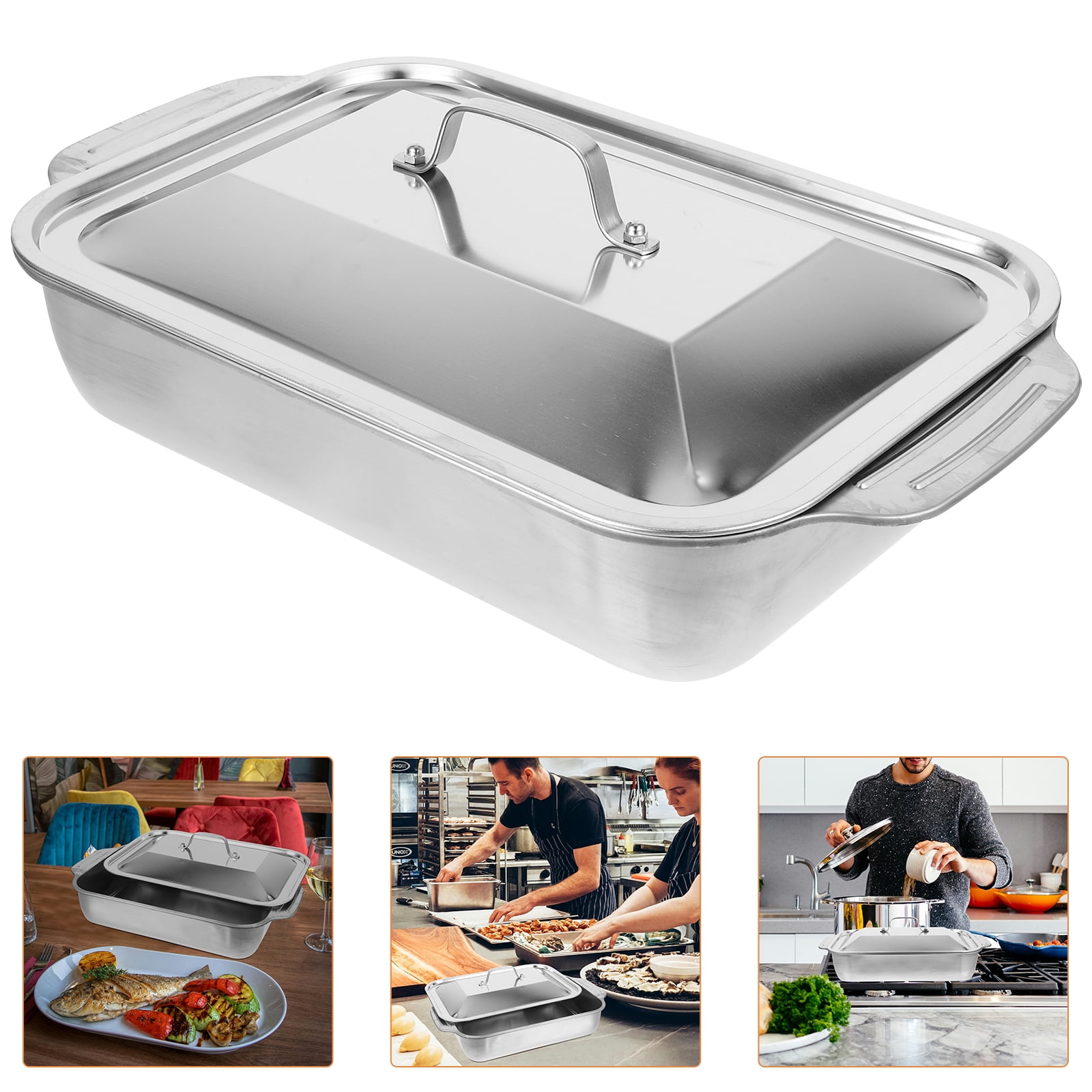 Rectangle Baking Pan Non-Stick Cake Pan Fish Grilled Pan with Handle ...