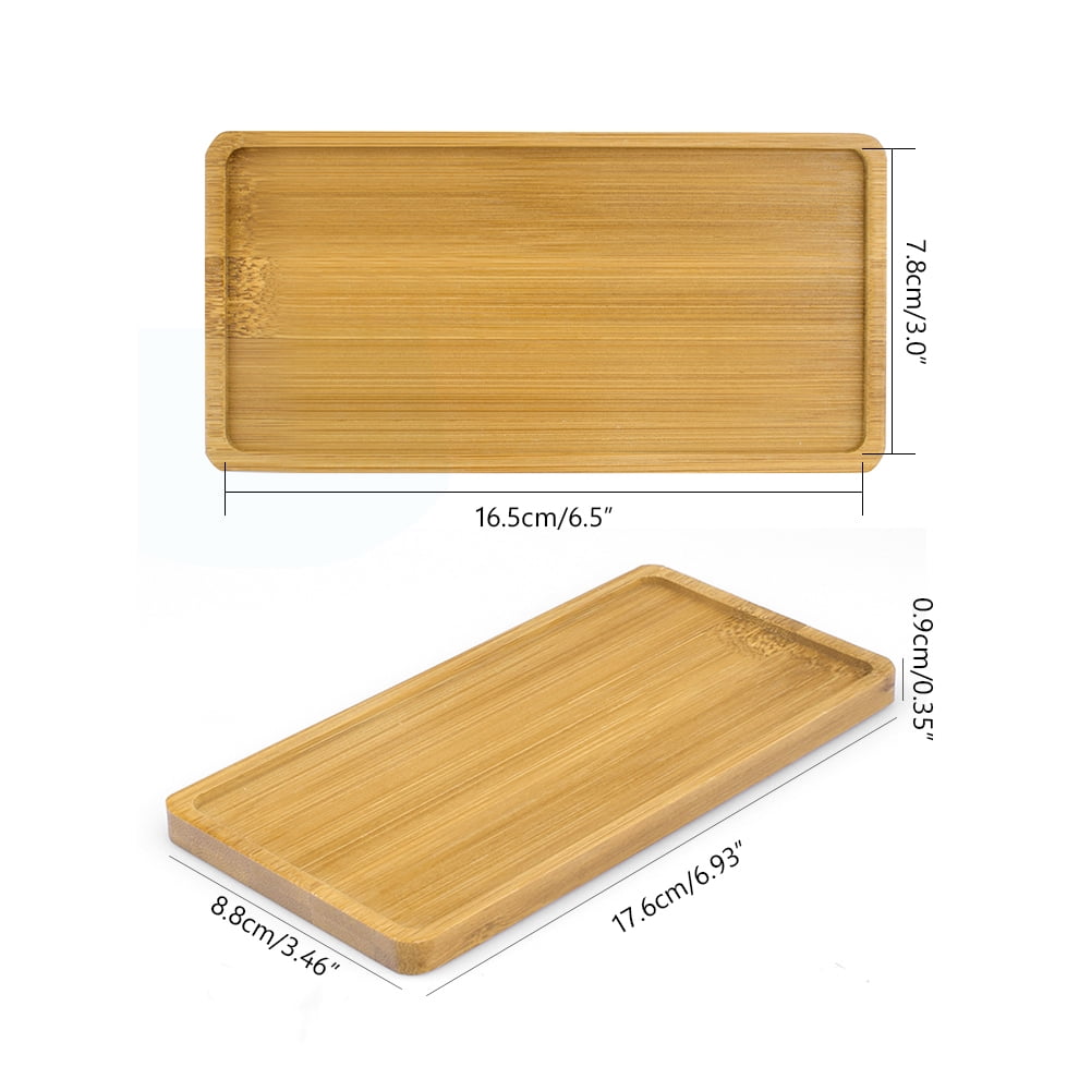 Rectangle Bamboo Plant Saucers Succulent Flower Pot Planter Tray Wooden Tray Plant Pots Flower ...