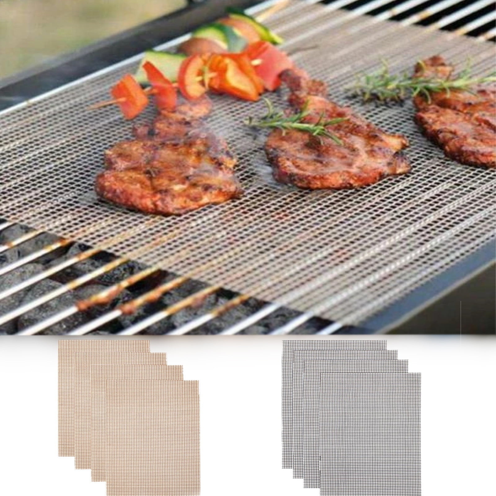 Rectangle Bbq Grill Net Mesh Non-stick Fiberglass Cooking Mat for Easy ...