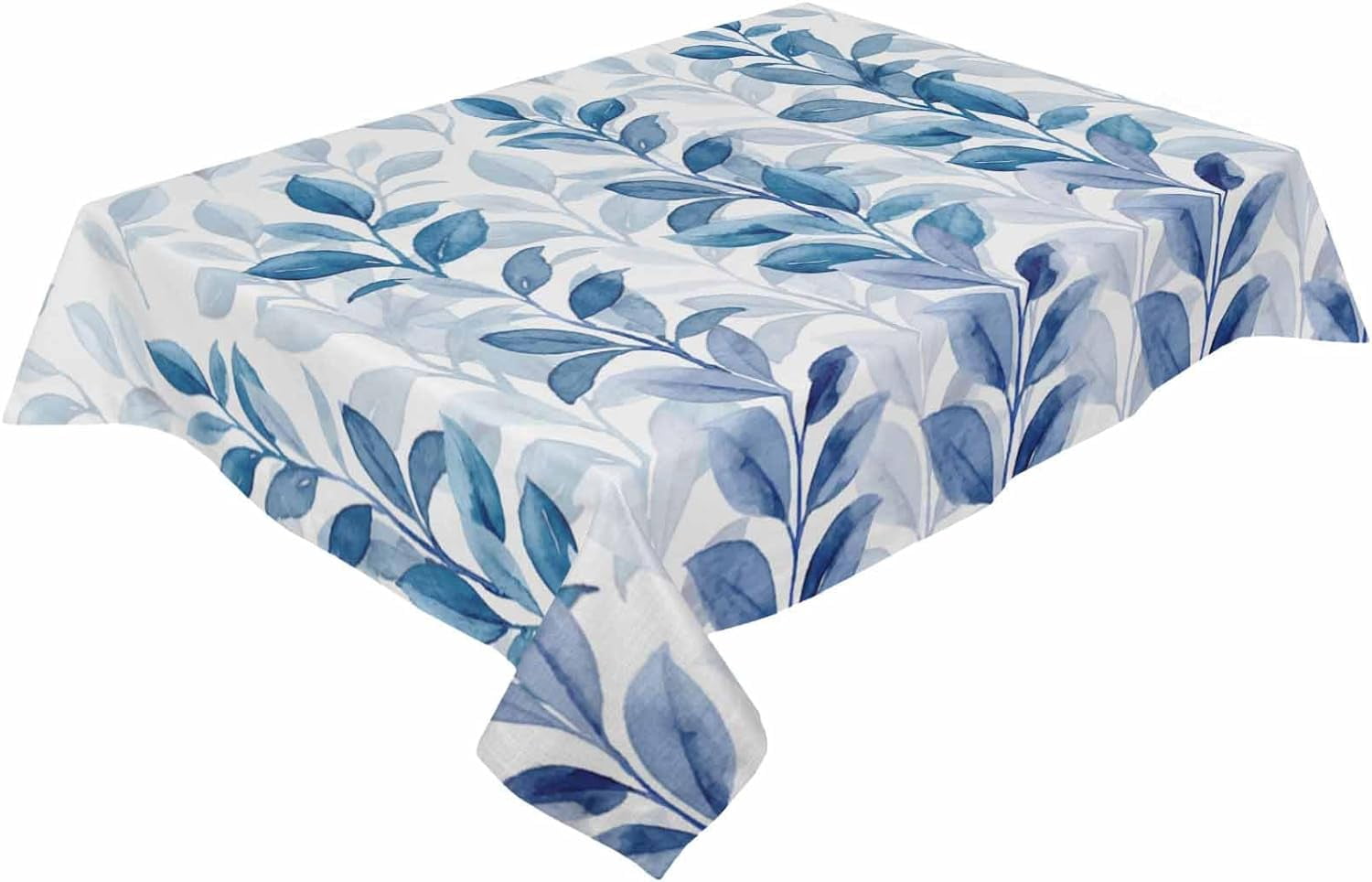 Rectangle Blue Leaves Tablecloth Waterproof & Stainproof Tablecloths ...