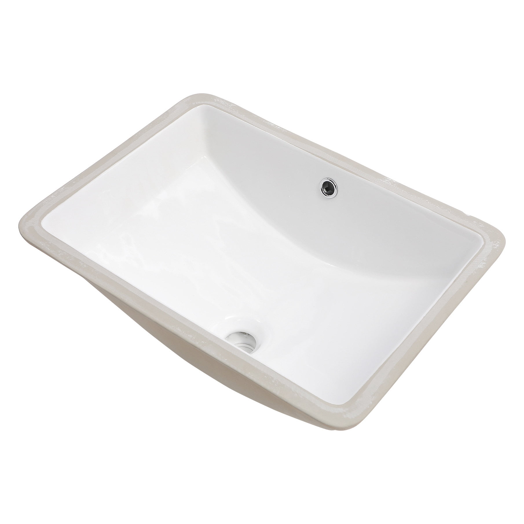 Rectangle Ceramic Sink for Bathroom, Overflow Feature, Wall/Counter ...