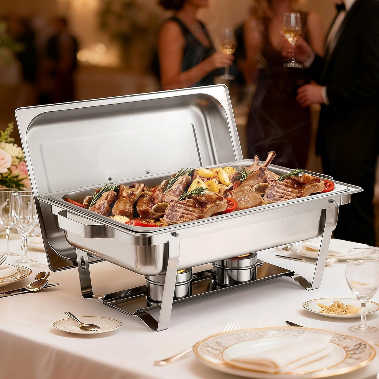Rectangle Chafing Dishes, 9 Qt 2 Pack Stainless Steel Chafing Dish ...