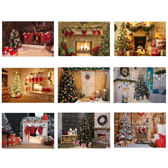 Rectangle Christmas Backdrop No-wrinkle Fabric Santa Claus Background ...