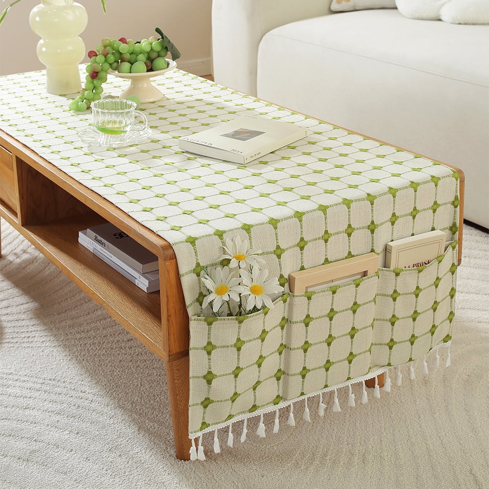 WCHUANG Rectangle Coffee Table Tablecloth with Pockets mall Tea Cloth ...
