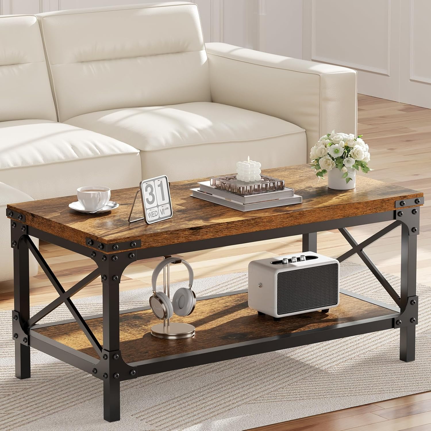 Rectangle Coffee Tables for Living Room, Wood Rectangular Coffee Table ...