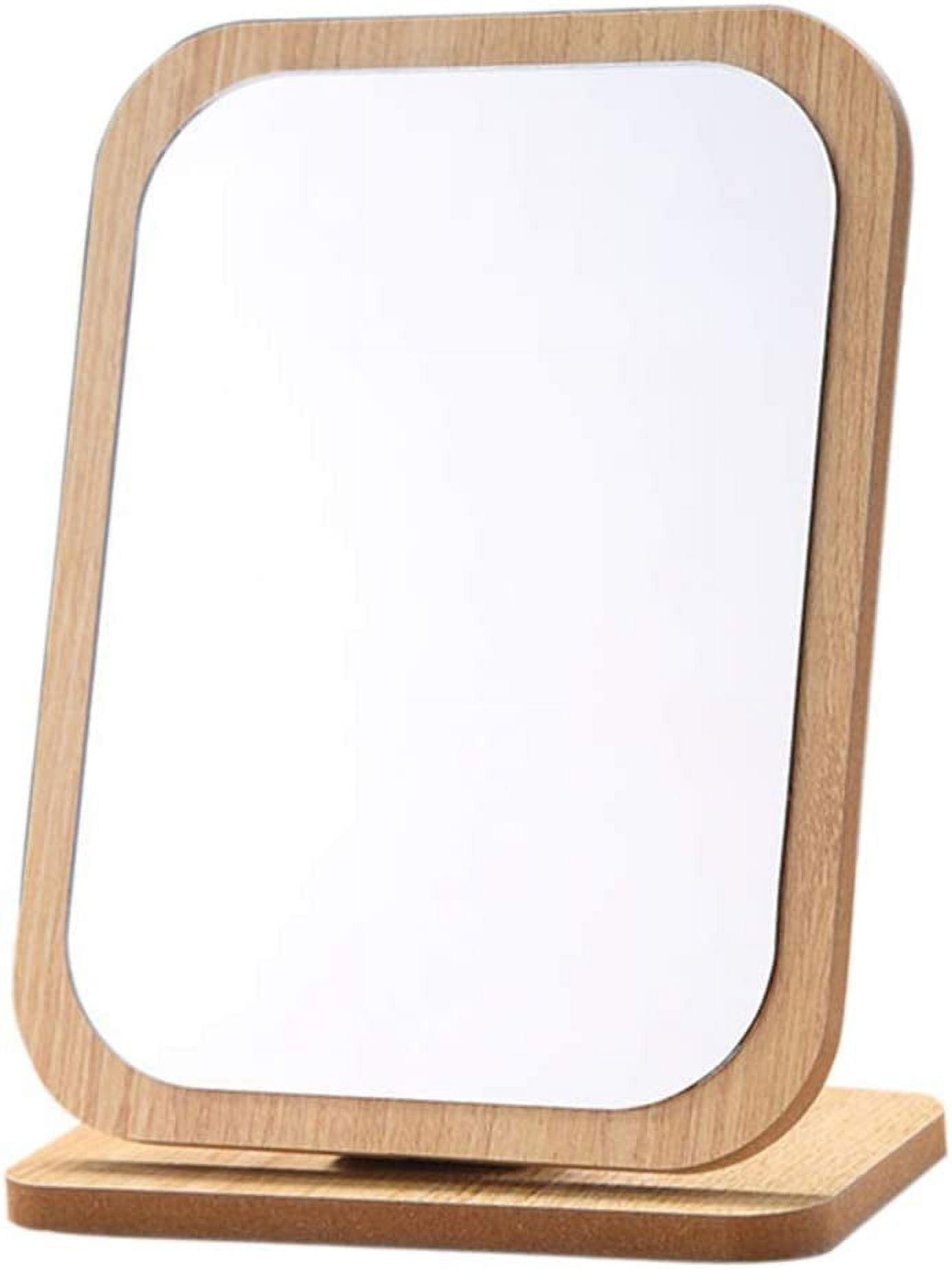 Rectangle Compact Table Mirror Standing Wood Framed Mirror Desktop ...