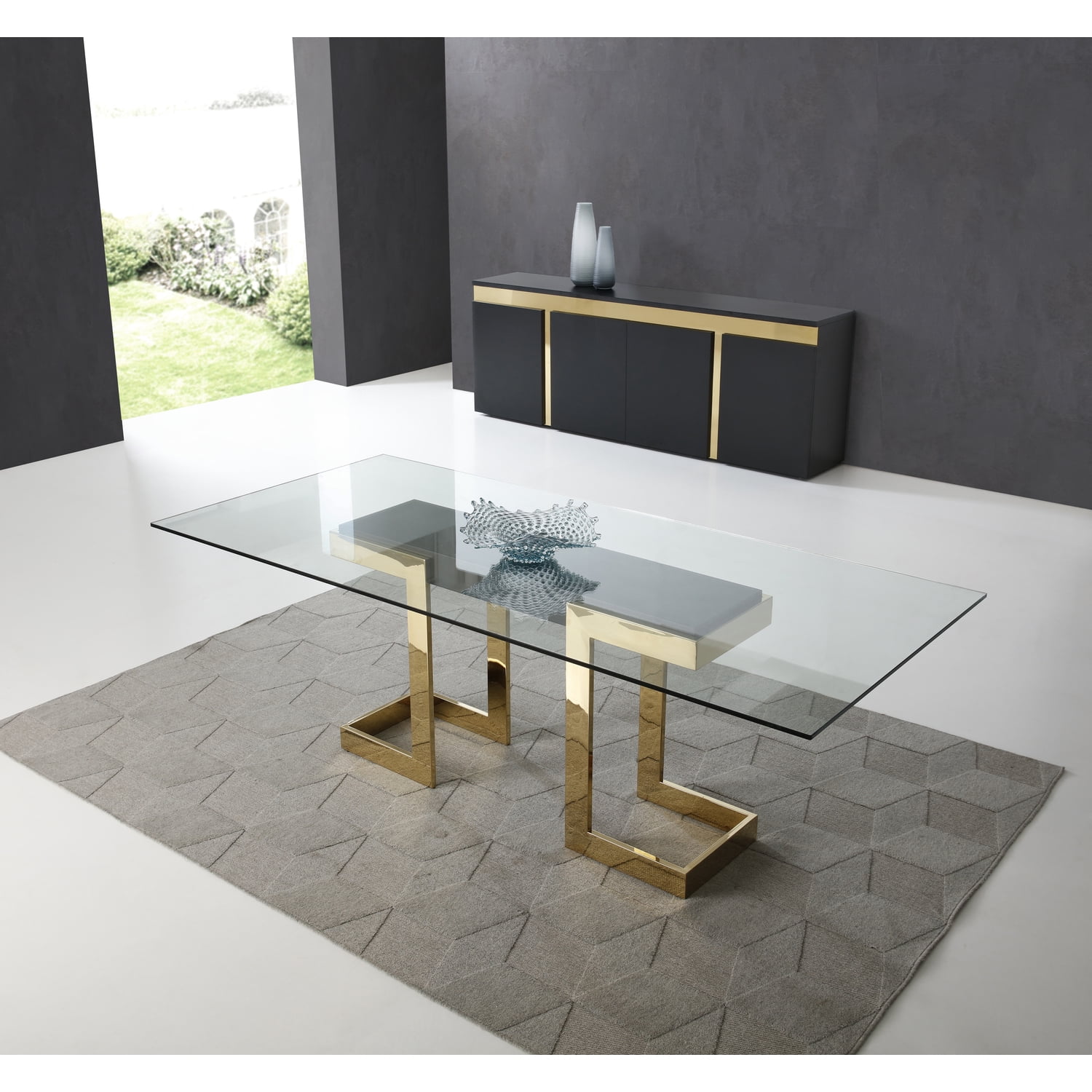 Whiteline Modern Living Sumo Rectangle Dining Table, 12mm clear ...
