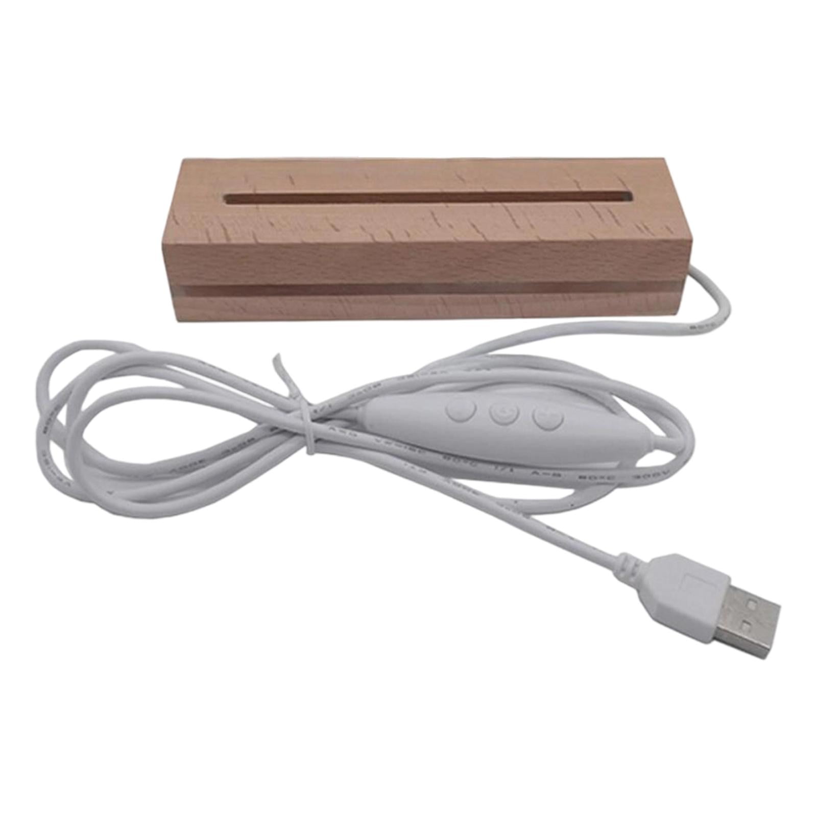 Rectangle Display Pedestal LED Lighted Base Stand Dimmable Wooden USB ...