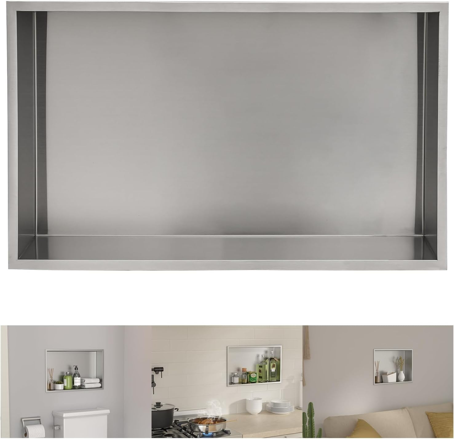 Rectangle Double Bathroom Niche 20" X 12" Shower Niche, Recessed Wall ...