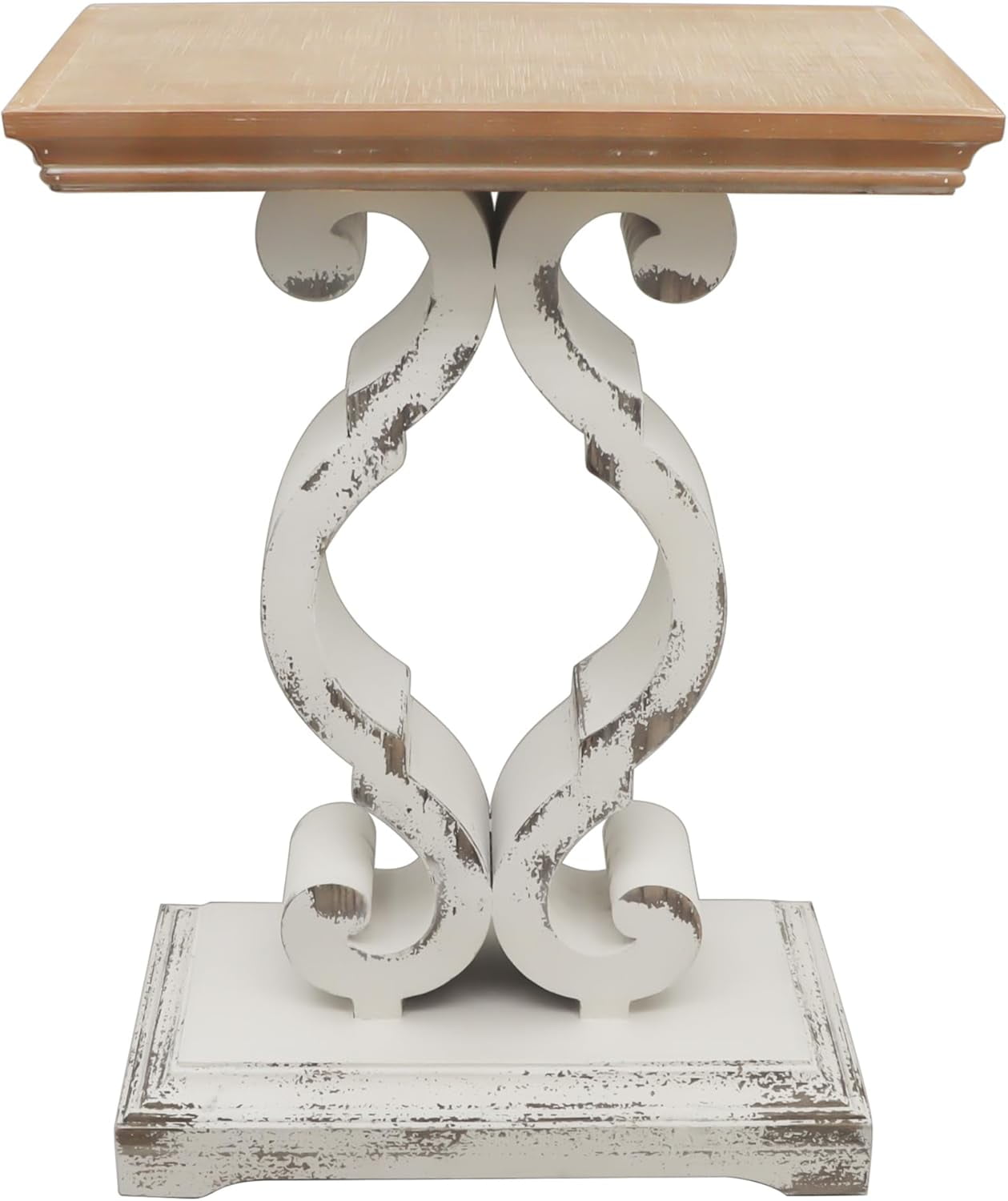 Rectangle End Table, Accent Wooden Table with Carved Legs and Shelf ...