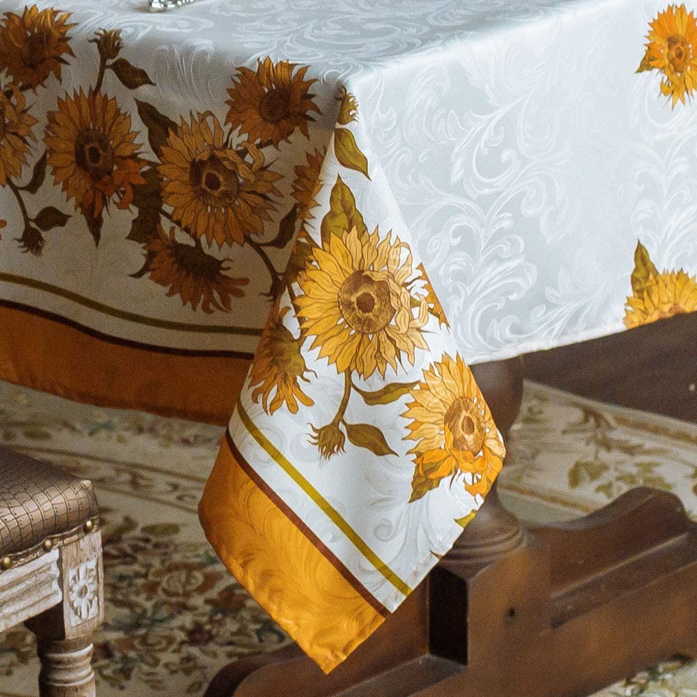 Rectangle Fall Tablecloth Sunflower Printed Vintage Floral Patterns ...