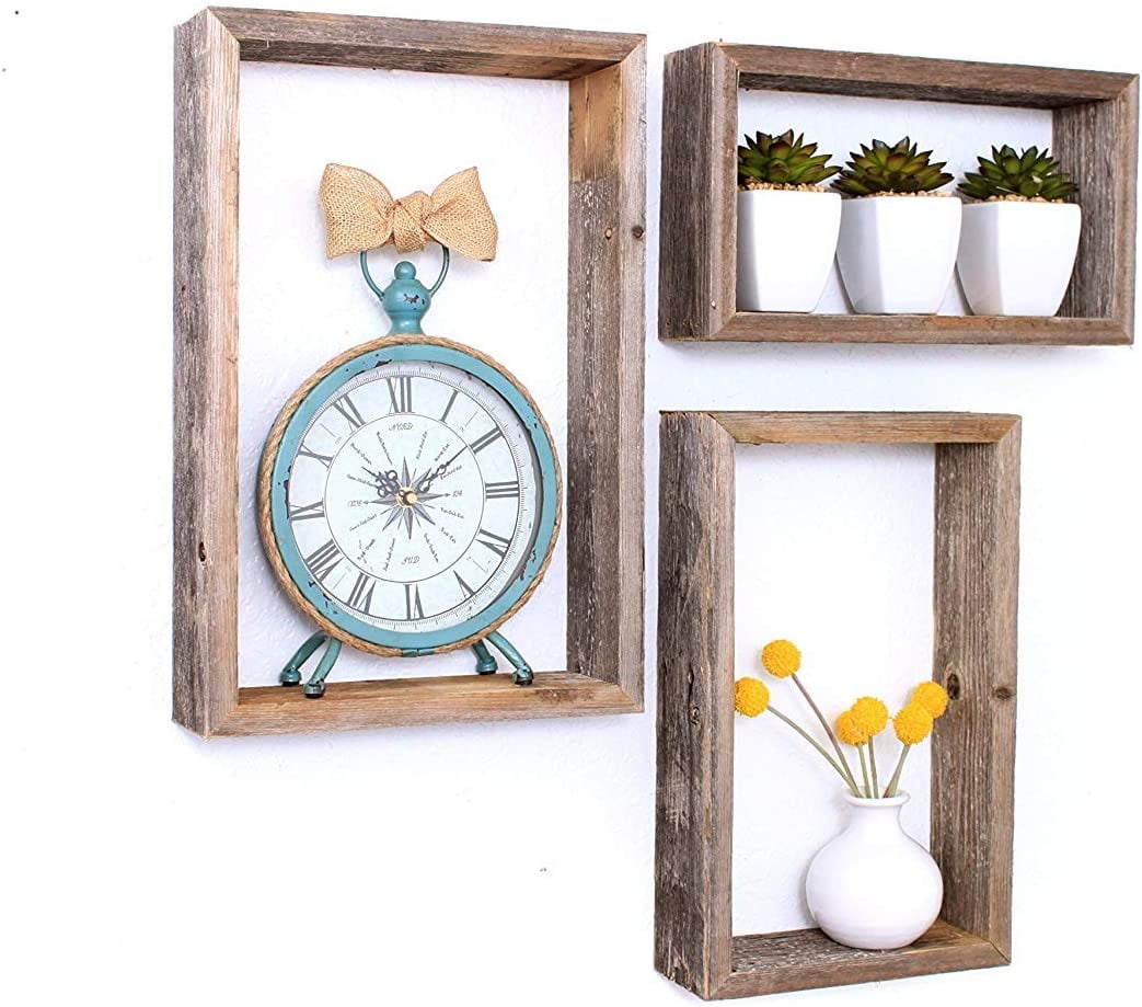 Rectangle Floating Wood Shadowbox, Home , Set of 3 (Weathered Gray) - Walmart.com