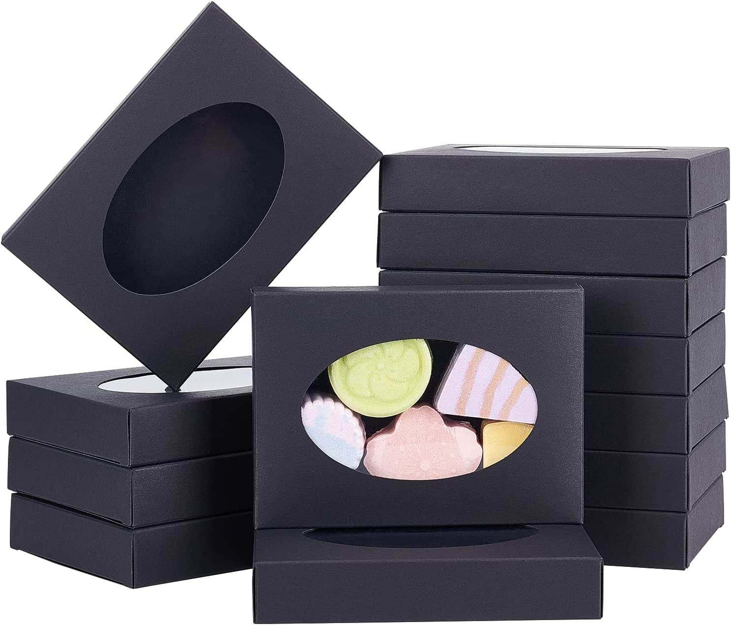 Rectangle Foldable Creative Cardboard Boxes Gift Boxes with Oval PVC ...