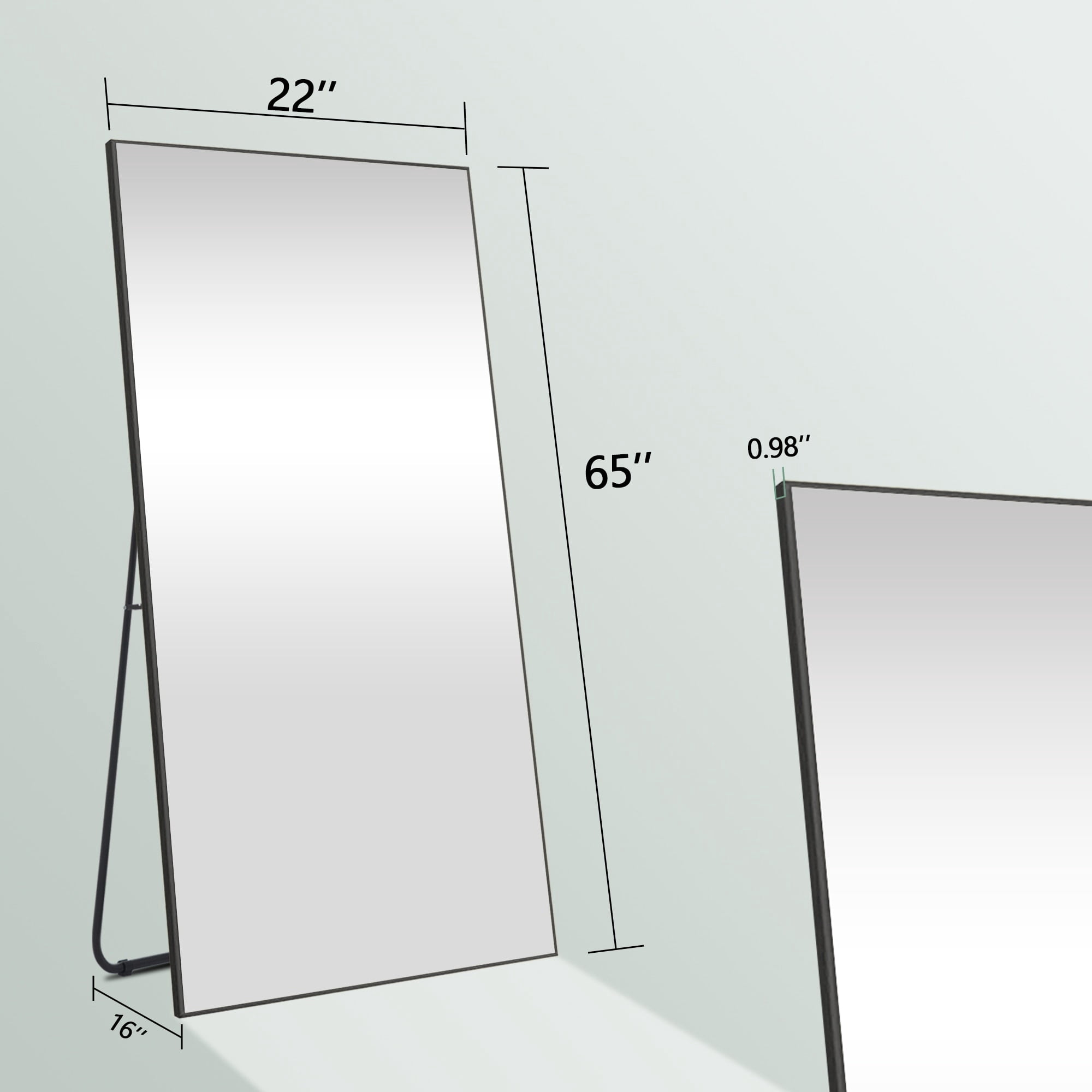 Rectangle Full Length Mirror,Floor Mirror with Stand,Hanging/Leaning 65 ...