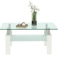 Stylish Rectangle Glass Coffee Table with White Metal Legs and Clear ...