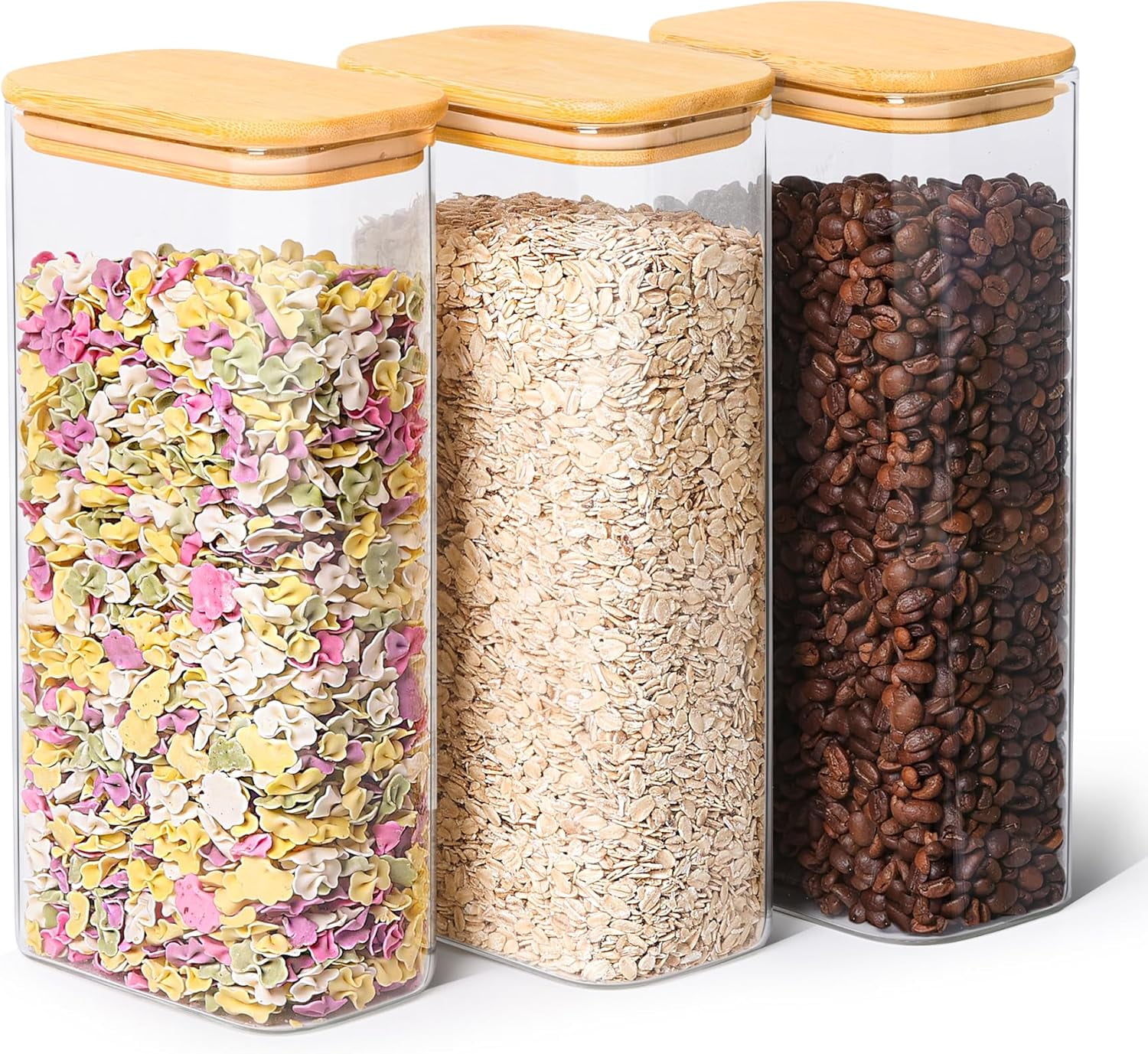 Rectangle Glass Storage Containers with Lids, 63oz Glass Jars with ...