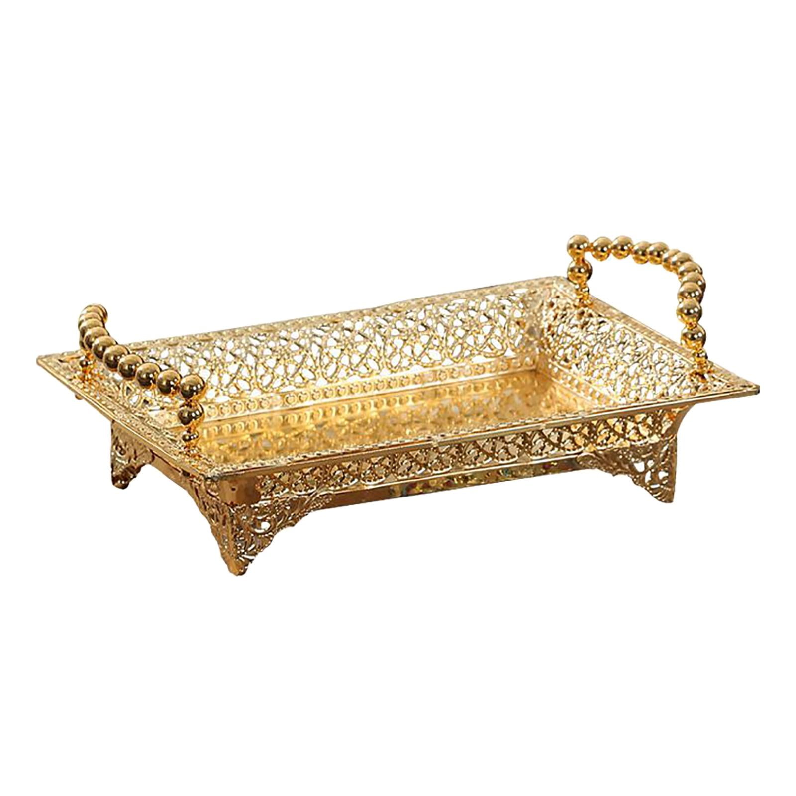 Rectangle Golden Fruit Tray Counter Tray Serving Dishes Organizer ...