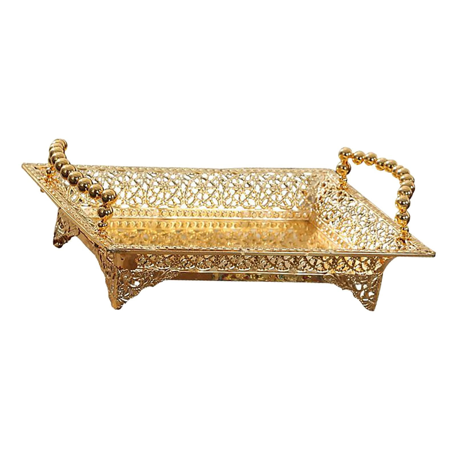Rectangle Golden Fruit Tray,Desert Tray with Handles,Hotel KTV snack ...