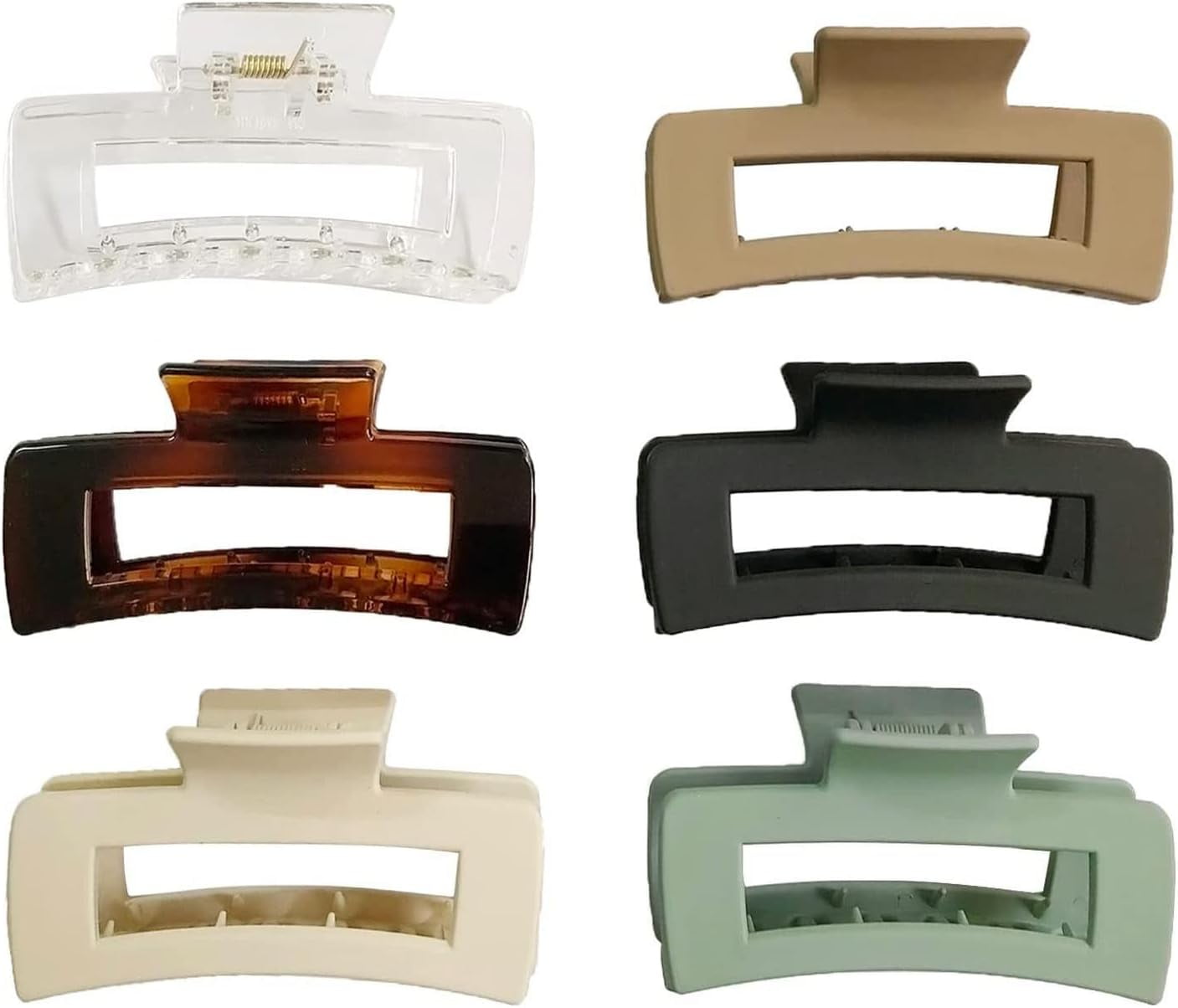 Rectangle Hair Claw Clips Large 4" Matte Clear No Slip Big Jaw Clip ...