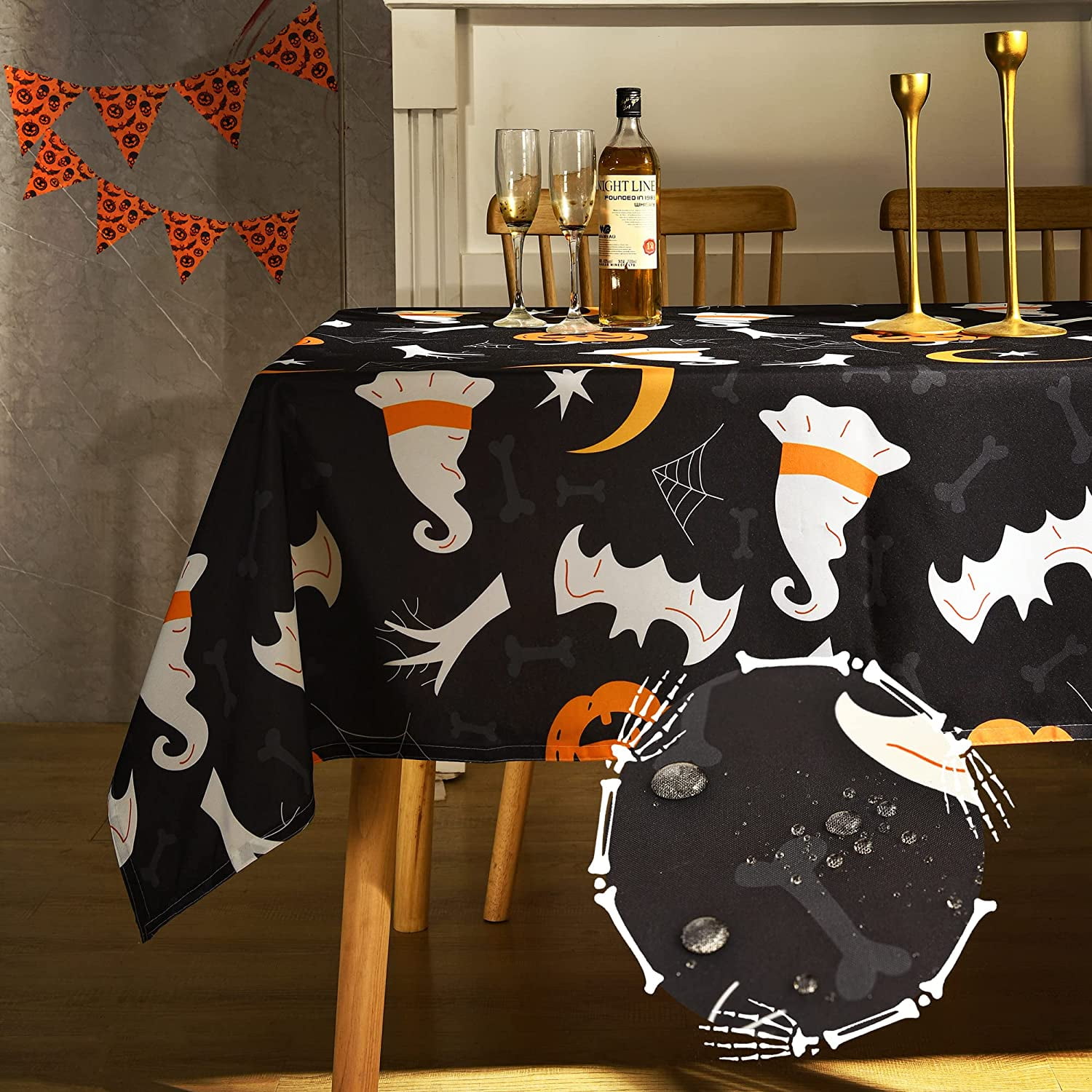Rectangle Halloween Tablecloth - Waterproof, Wrinkle Resistant and ...