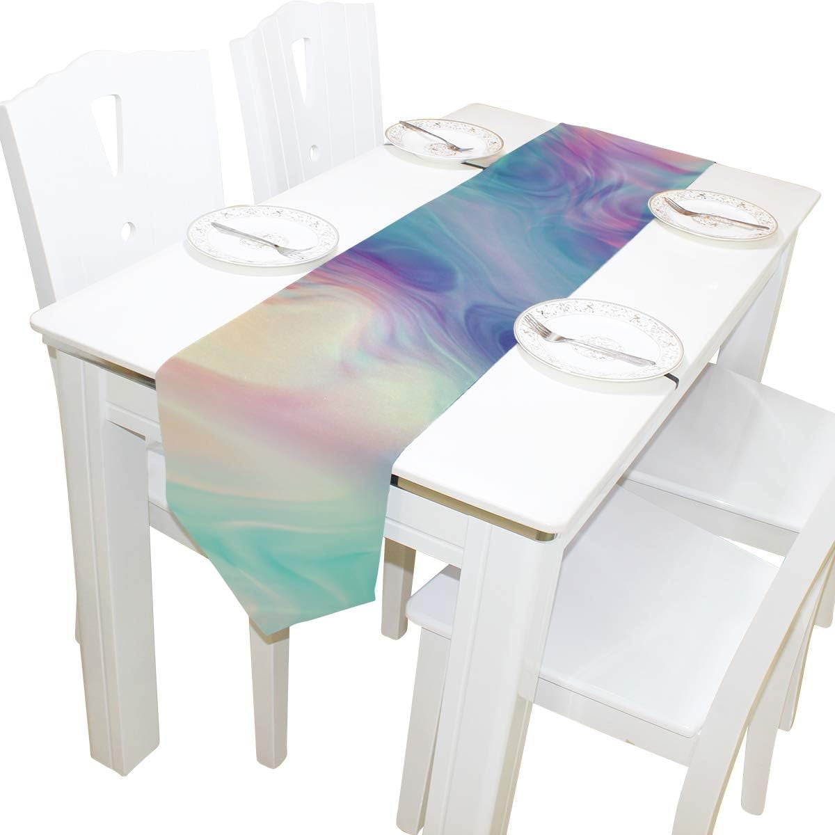 Rectangle Holographic in Pastel Light Color Printed Table Runner ...