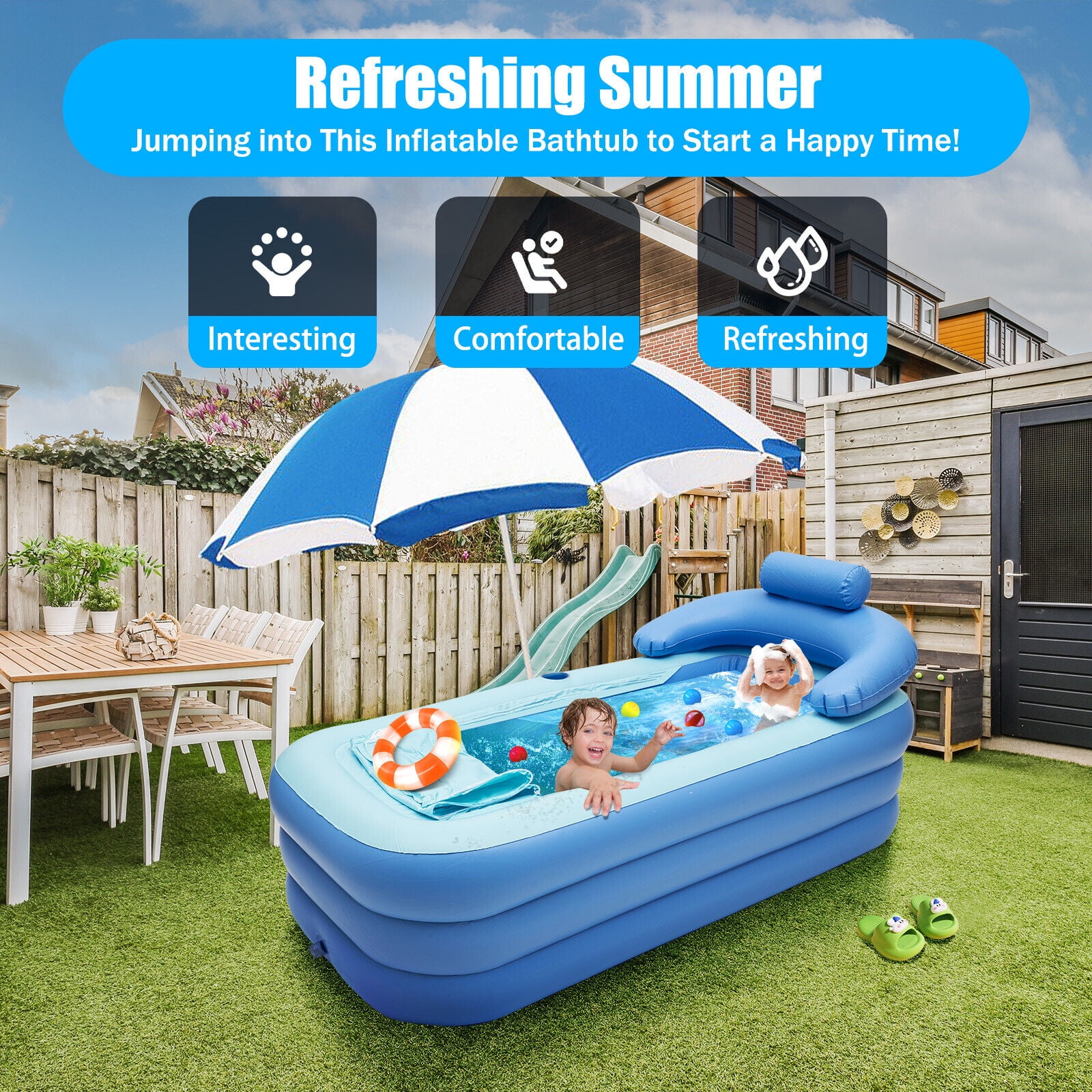 Rectangle Inflatable Adult PVC Bathtub Foldable Bathtub Portable Travel ...