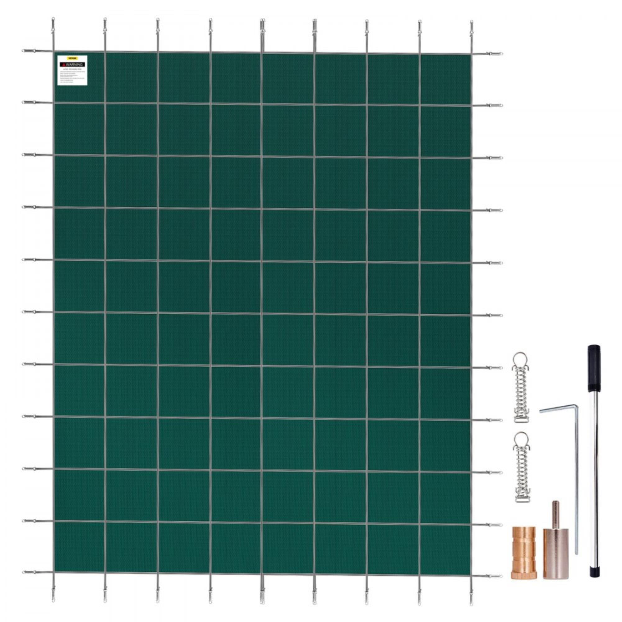 Rectangle Inground Pool Safety Cover 14x26ft - Green Mesh Solid Design ...
