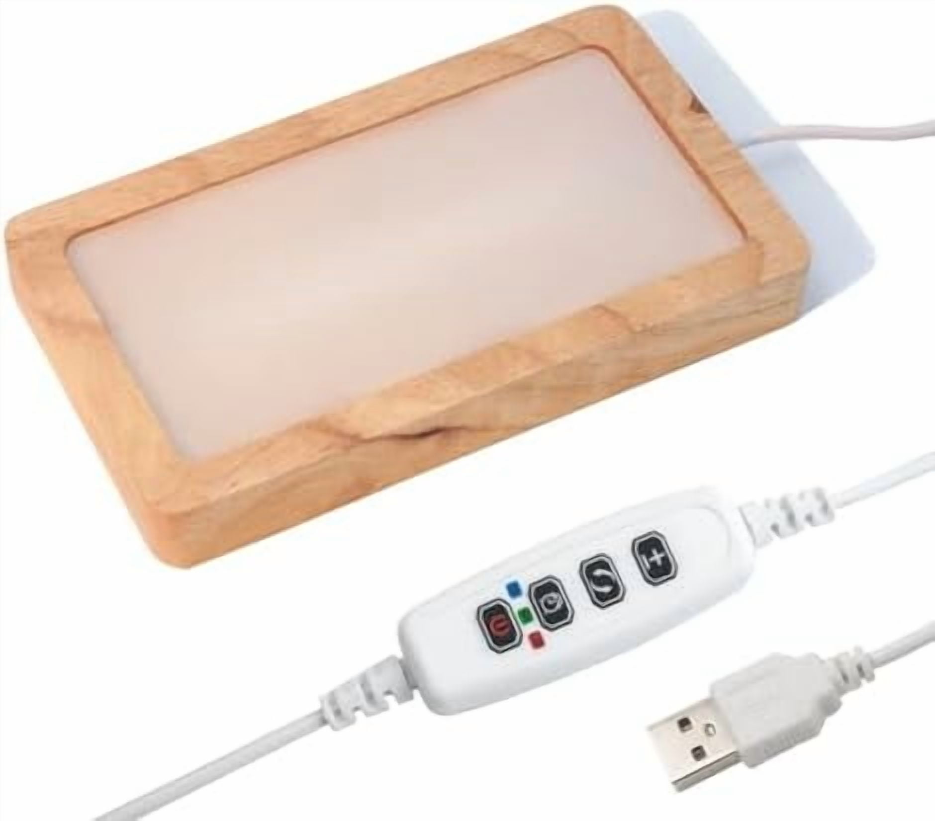 Rectangle LED Light Base with Timer & Adjustable Brightness - Wood ...