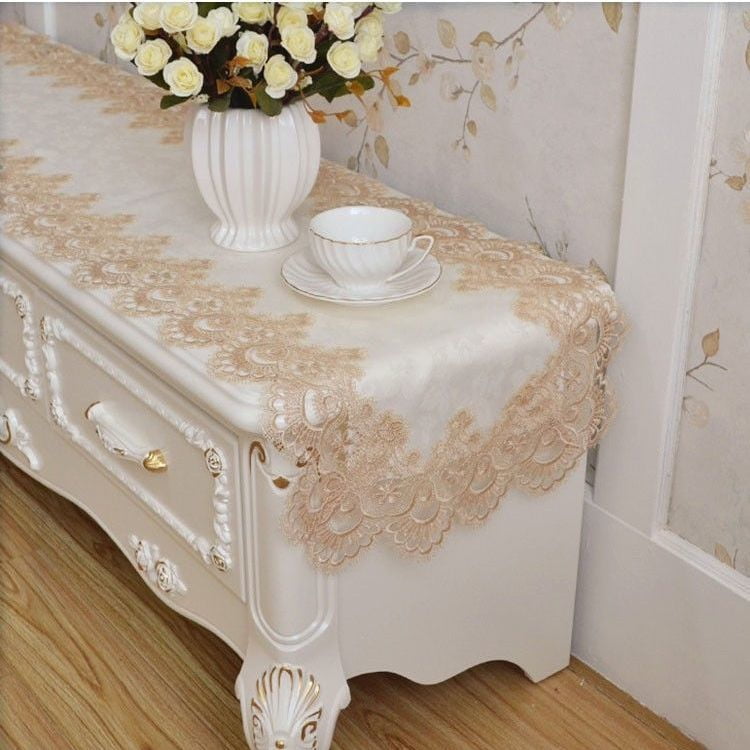 Rectangle Lace Table Runner Embroidered Coffee Tablecloth Table ...