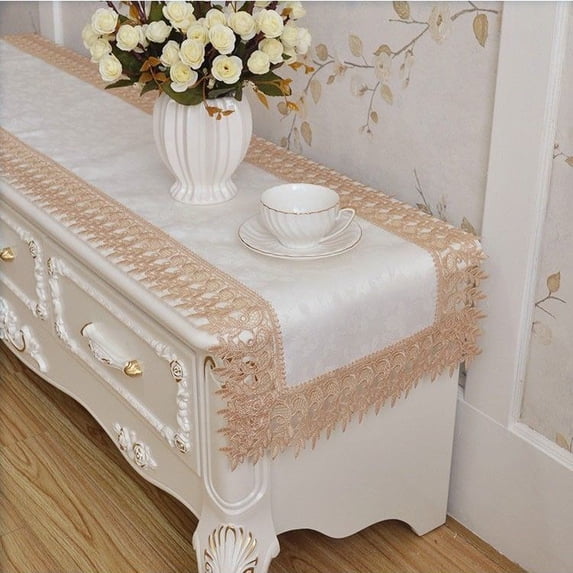 Rectangle Lace Table Runner Embroidered Coffee Tablecloth Table ...
