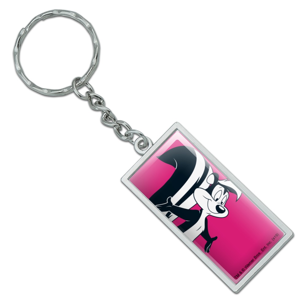 Rectangle Looney Tunes Pepe Le Pew Keychain in Chrome Plated Metal ...