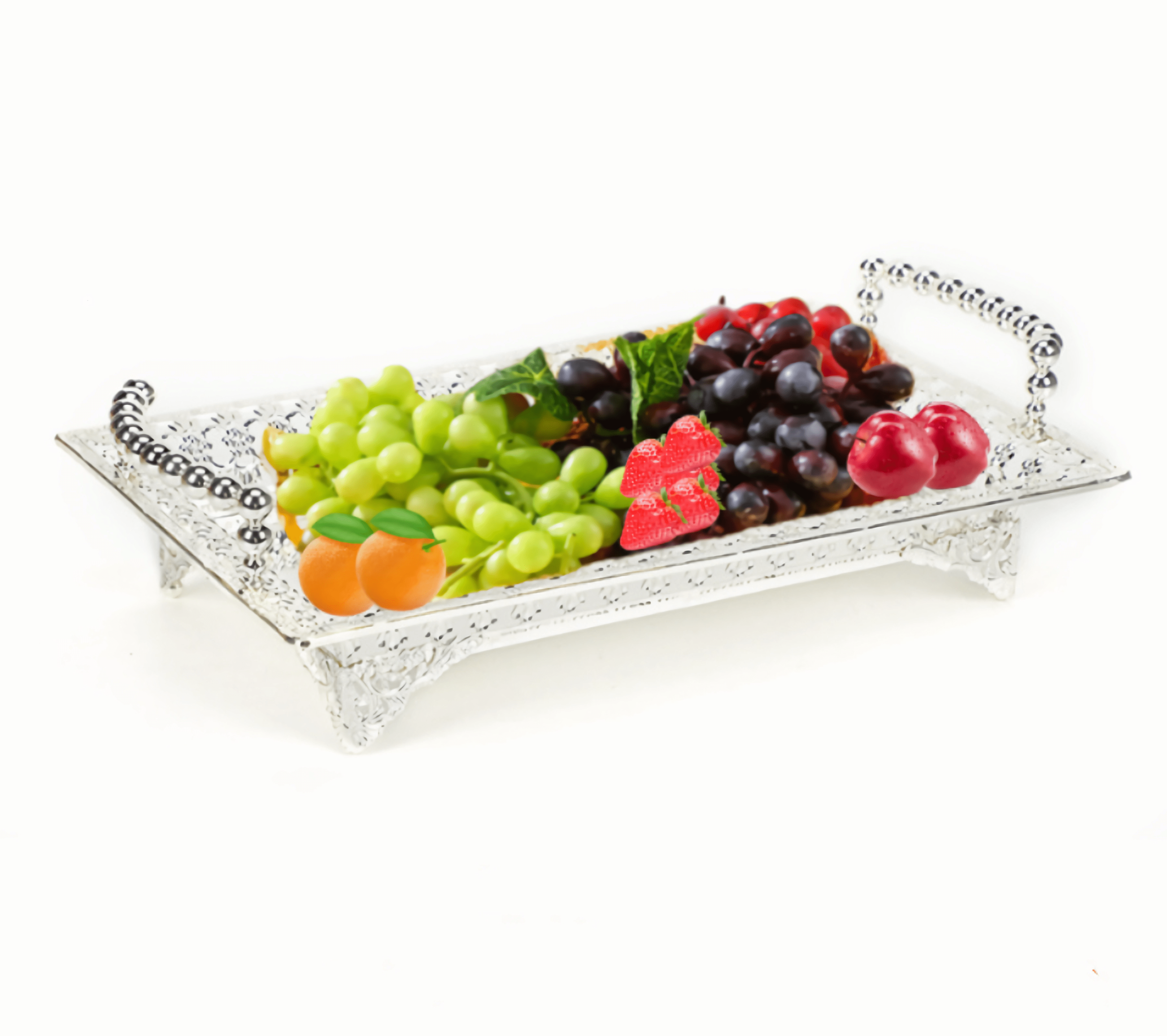 Rectangle Metal Fruit Tray, Vintage Serving Tray with Handle,Party ...