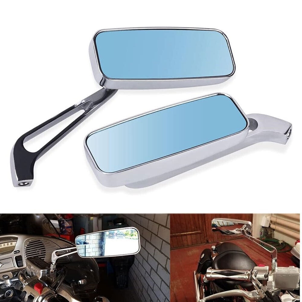 Rectangle Motorcycle Mirrors Custom For Harley Cruiser Chopper Softail ...