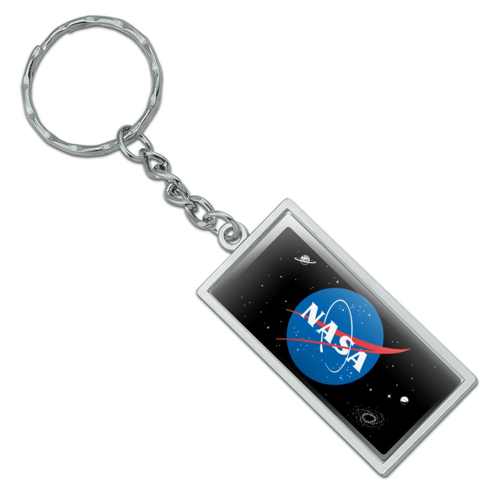 Rectangle NASA Official Meatball Logo Keychain in Chrome Plated Metal ...