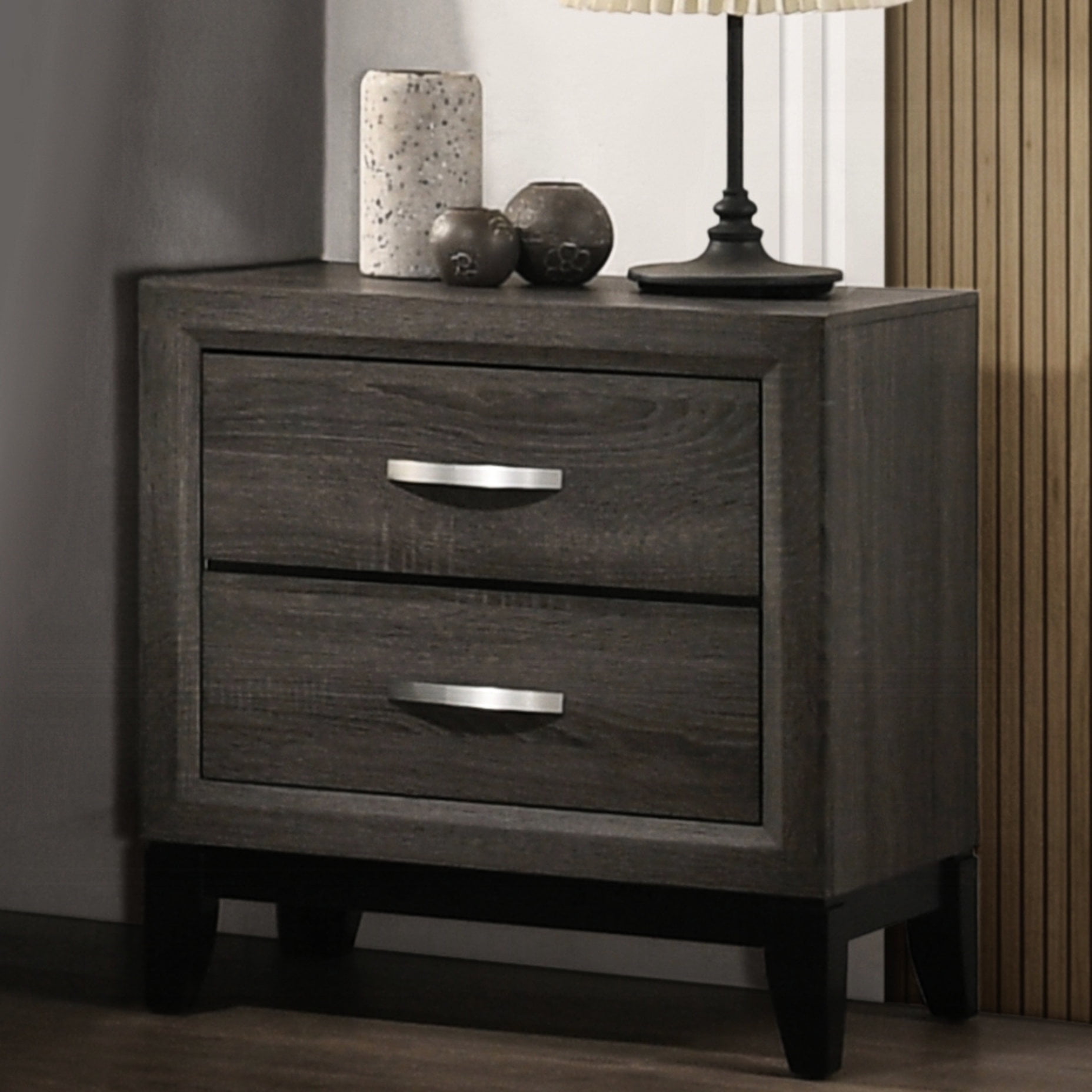 Rectangle Nightstand with 2 Drawers in Bedroom | Quiet Drawer Glide for ...