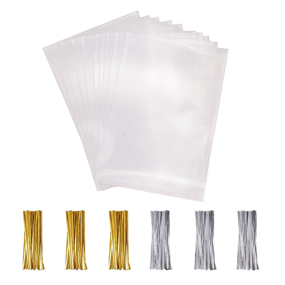 Rectangle OPP Cellophane Bags with Plastic Iron Core Wire Twist Ties ...
