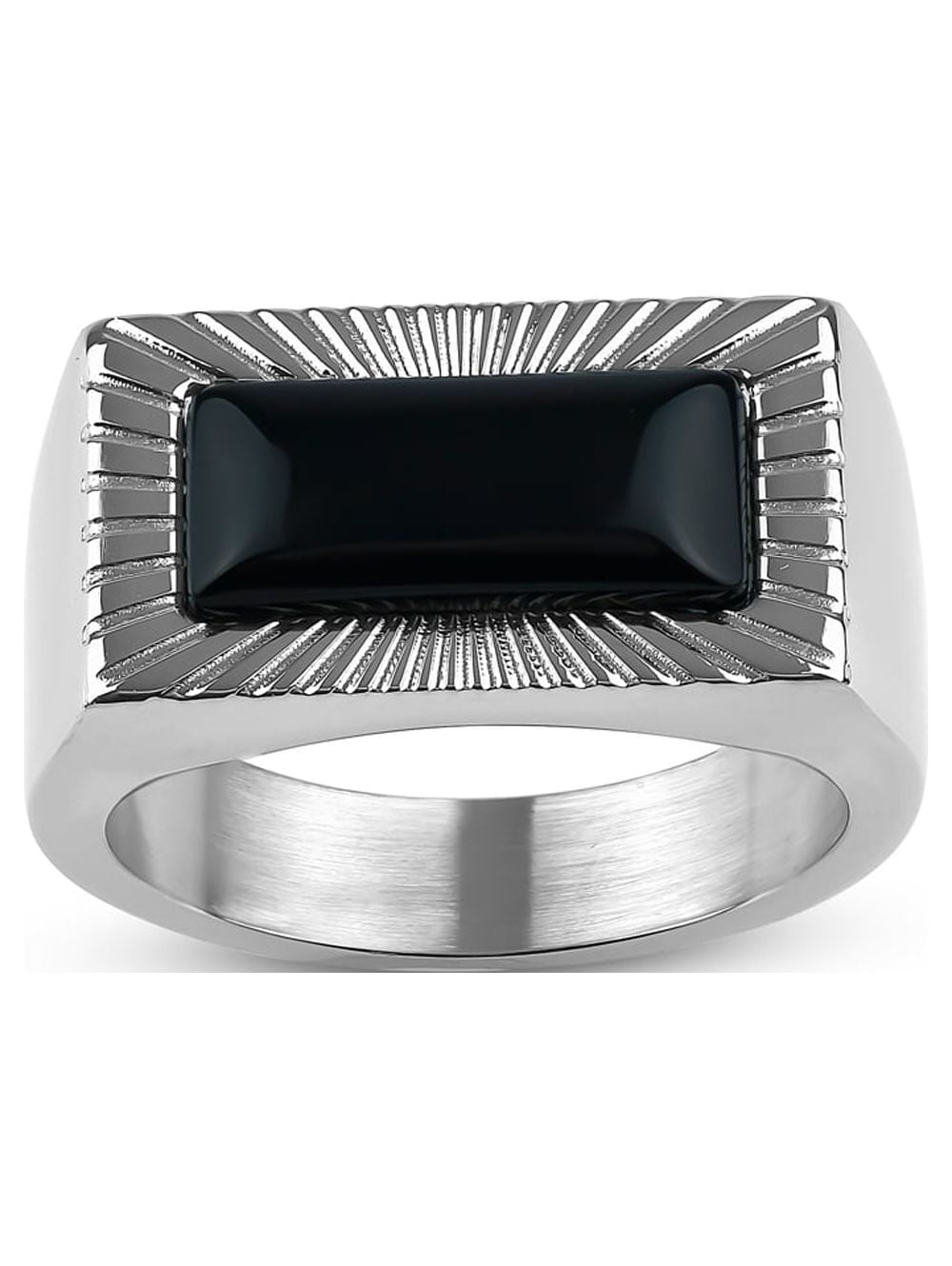 Rectangle Onyx 316L Stainless Steel Flat-Top Ring - Walmart.com