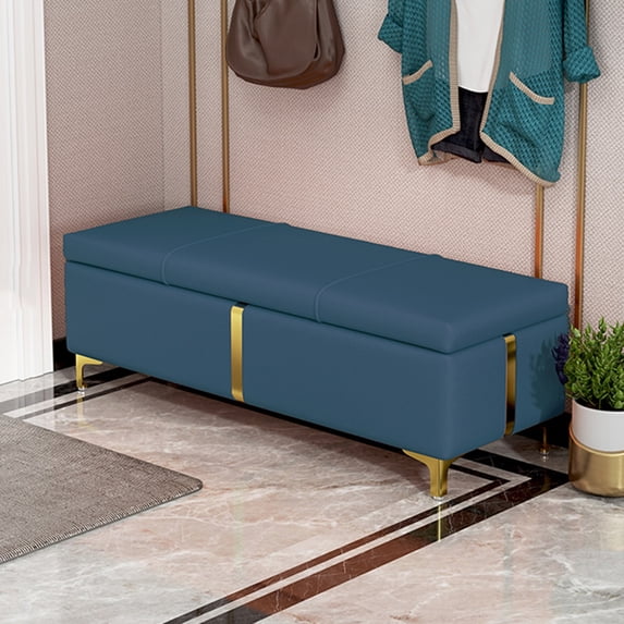 Rectangle Ottoman With Storage Leather Upholstered Entryway Bench With ...